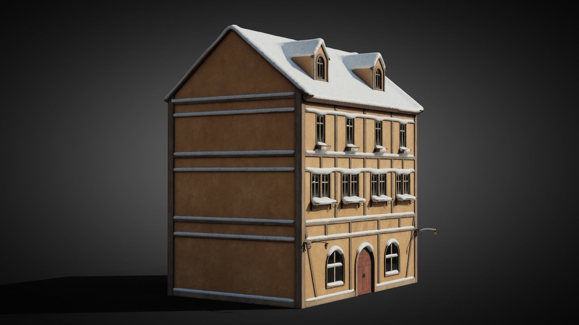 German yellow house 3D model | CGTrader