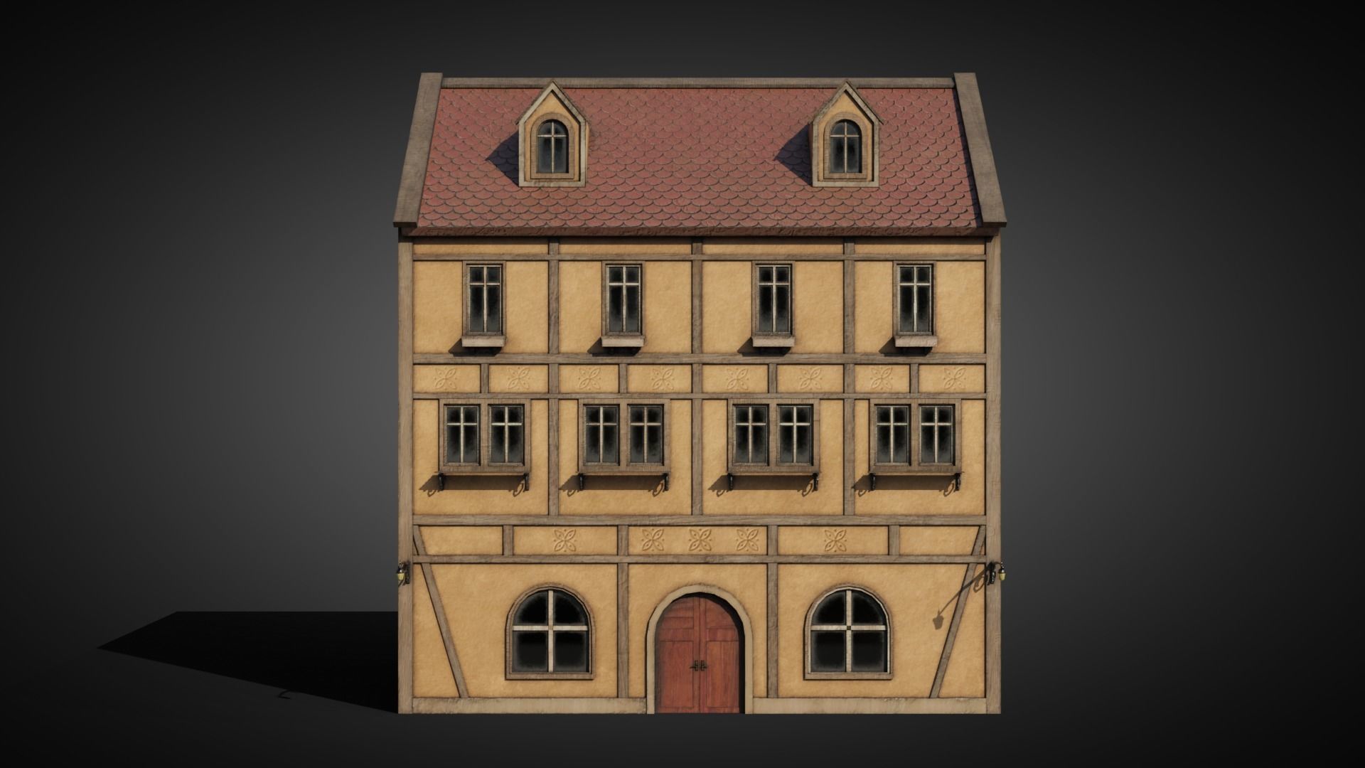 German yellow house 3D model | CGTrader