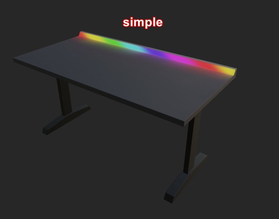 3D model Rgb gaming desk gaming table lowpoly game ready Low-poly VR ...