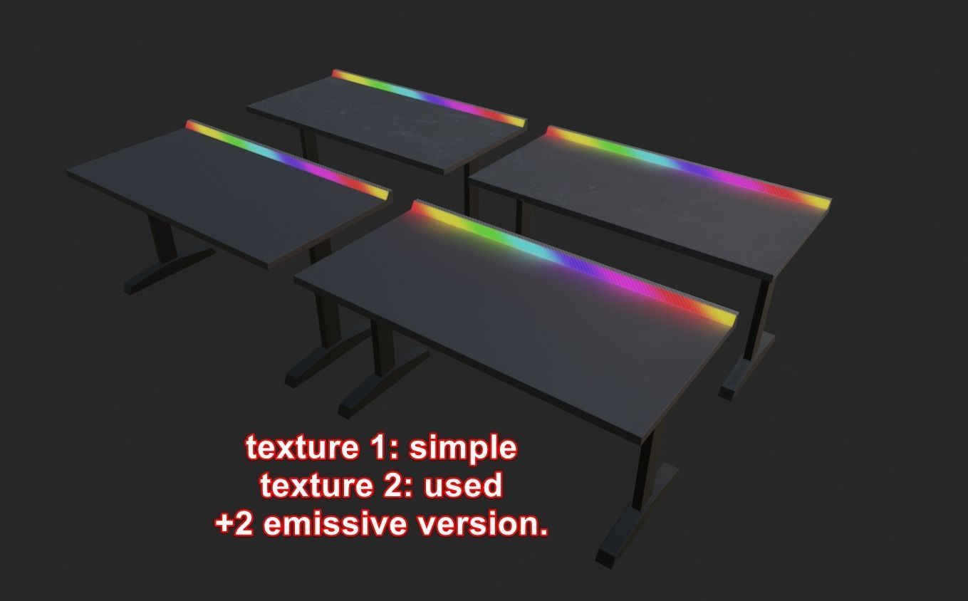 3D model Rgb gaming desk gaming table lowpoly game ready Low-poly VR ...