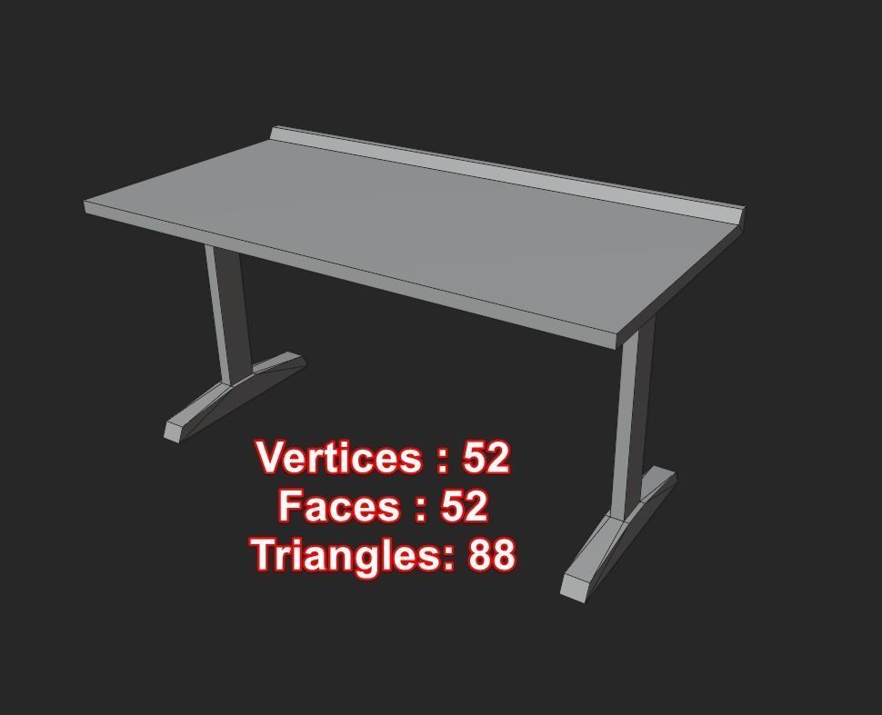 3D model Rgb gaming desk gaming table lowpoly game ready Low-poly VR ...