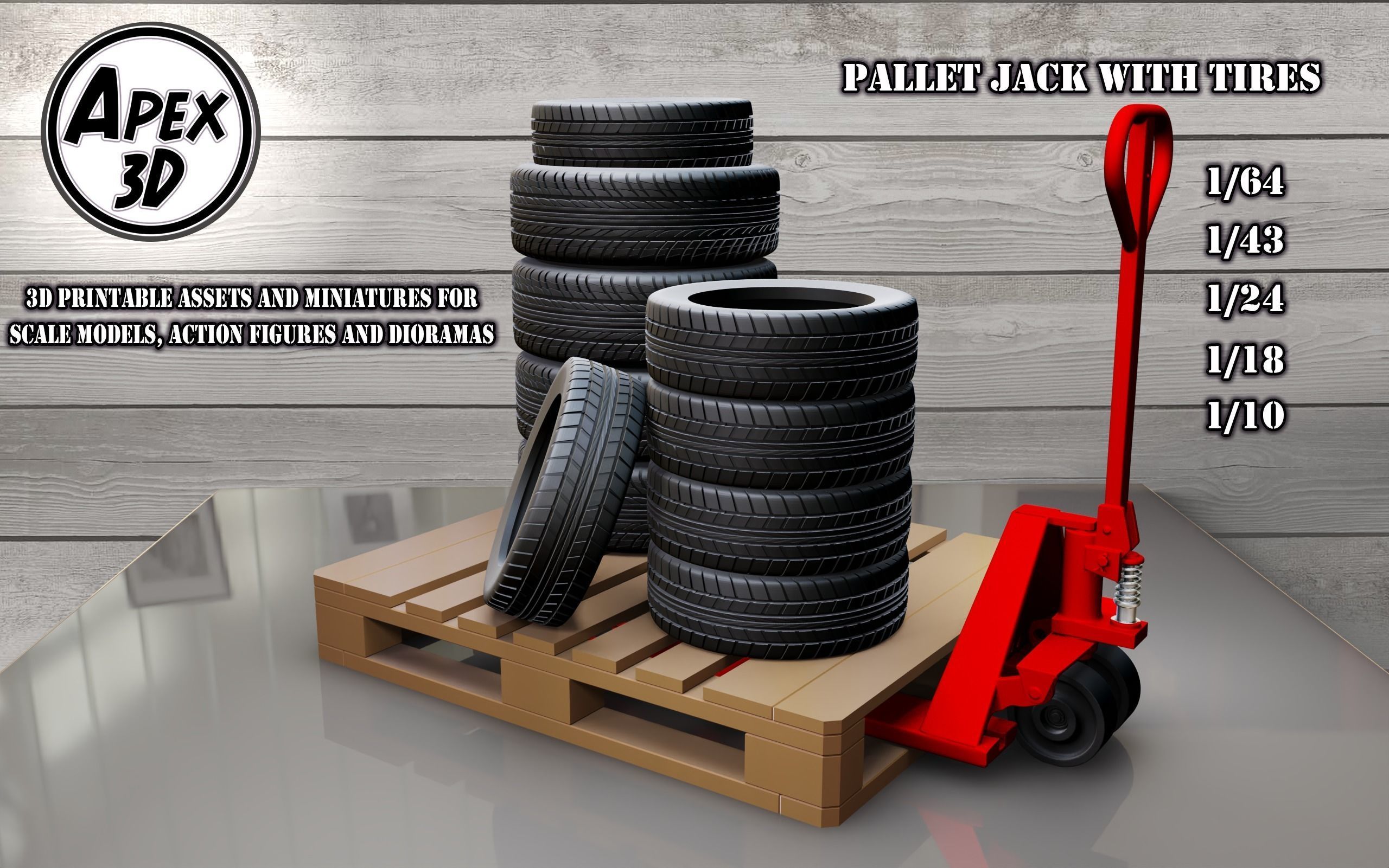 Pallet Jack with Tires 3d printable in various scales 3D model 3D ...
