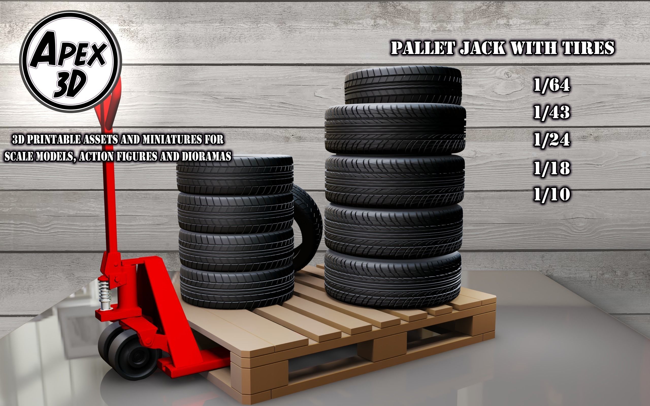 Pallet Jack with Tires 3d printable in various scales 3D model 3D ...