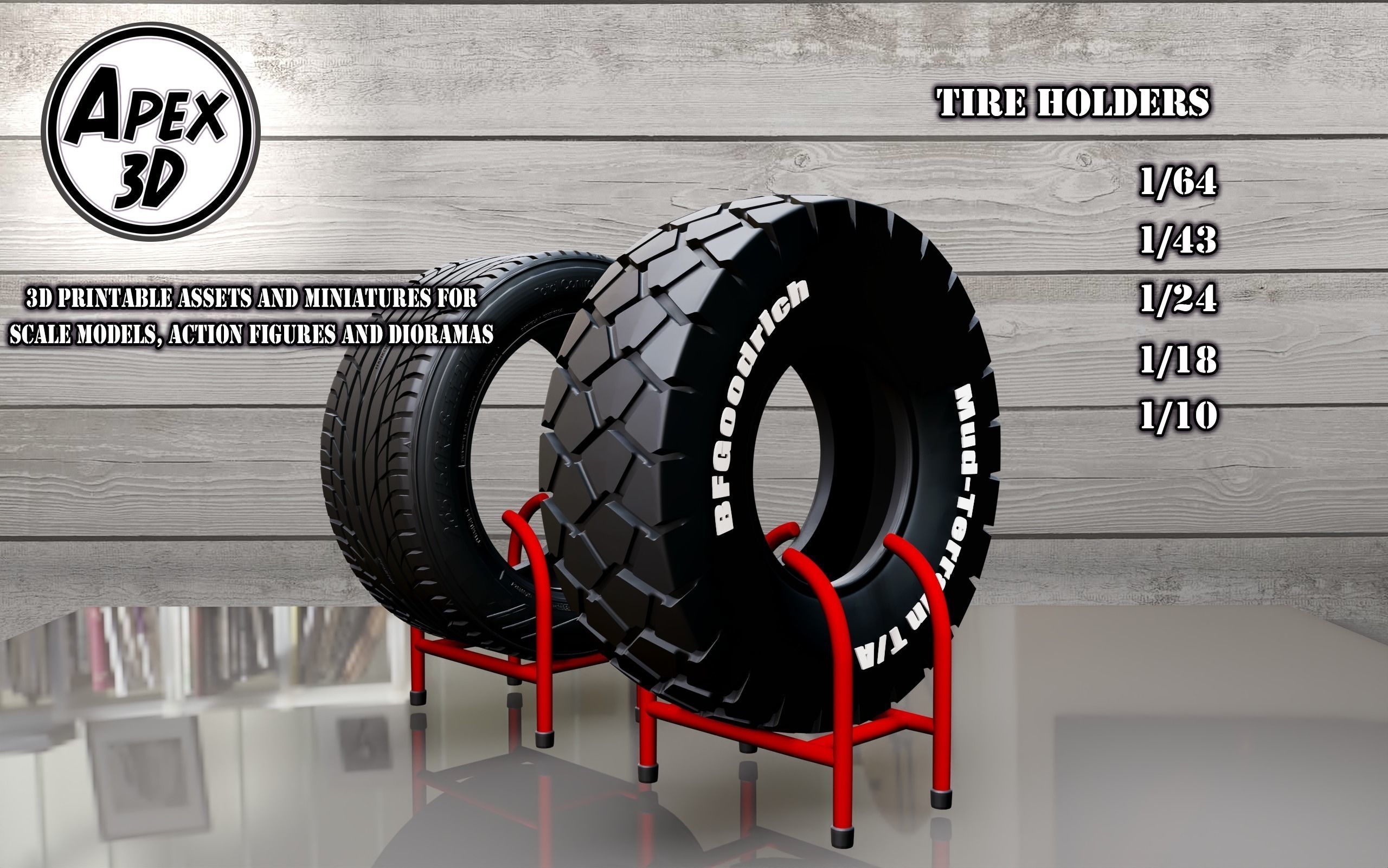 Tire Holders 3d printable in various scales 3D model 3D printable ...