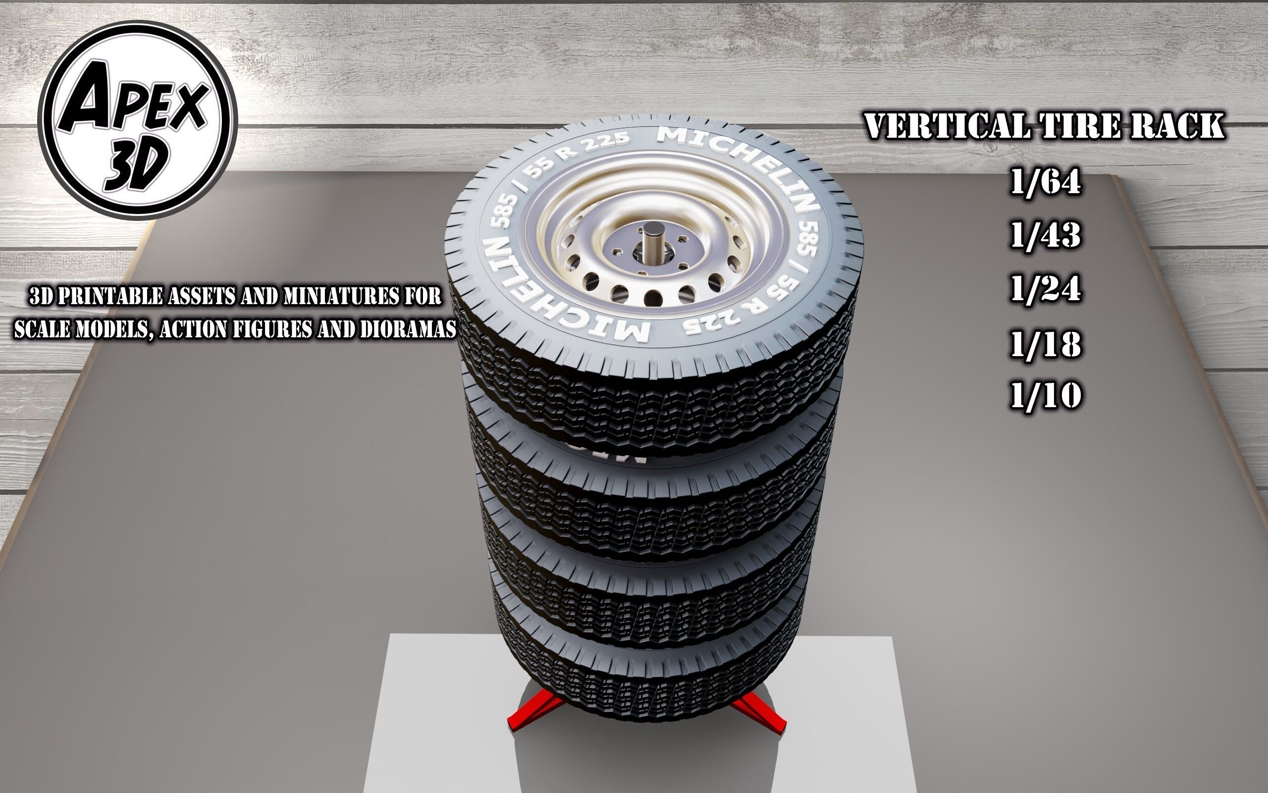 Vertical Tire Rack 3d printable in various scales 3D model 3D printable ...