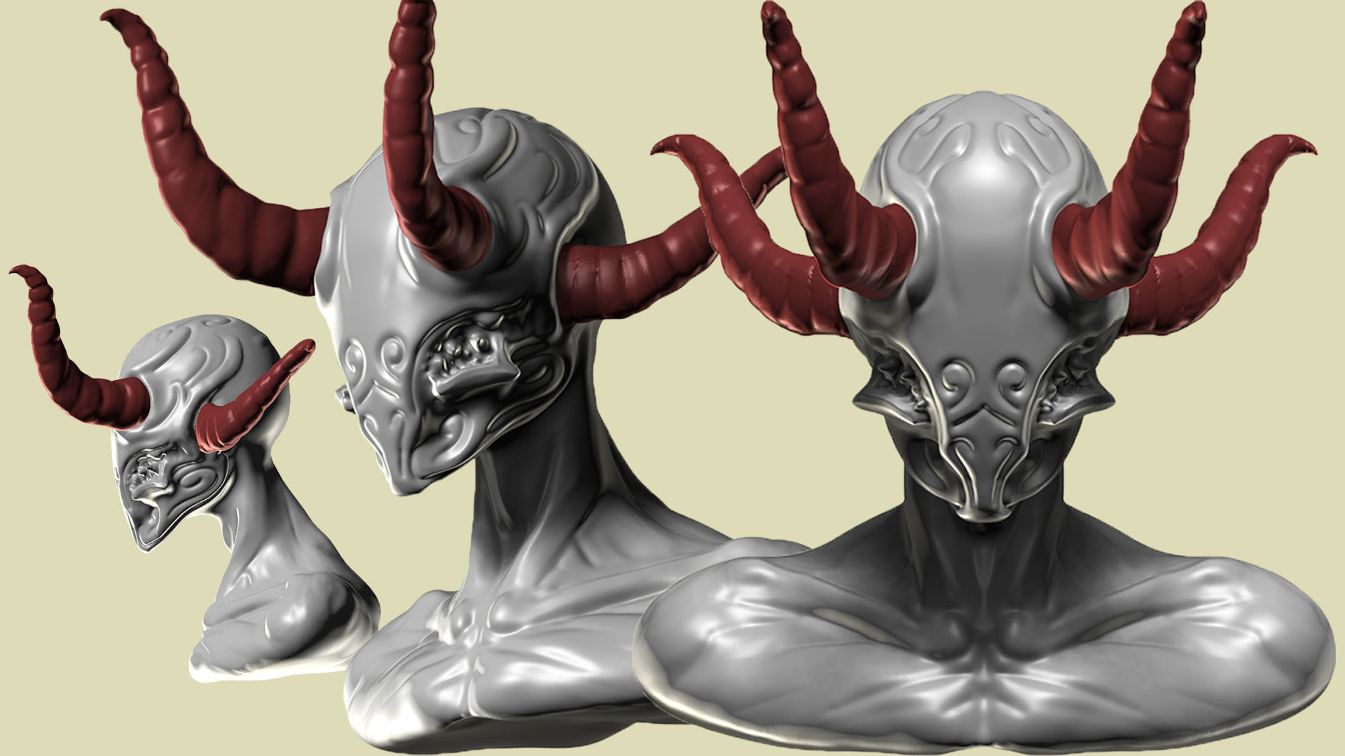 Alien demen model 3D print free 3D model 3D printable | CGTrader