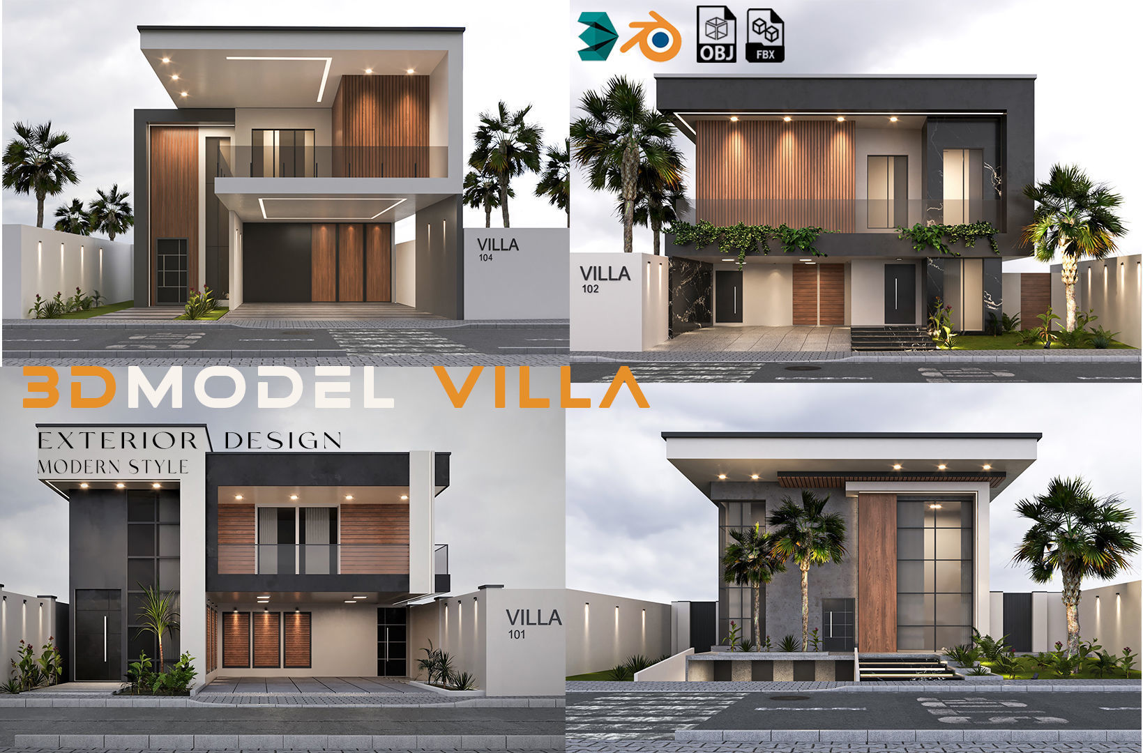 Villa house design - duplex 4 MODELS 3D Model Collection | CGTrader