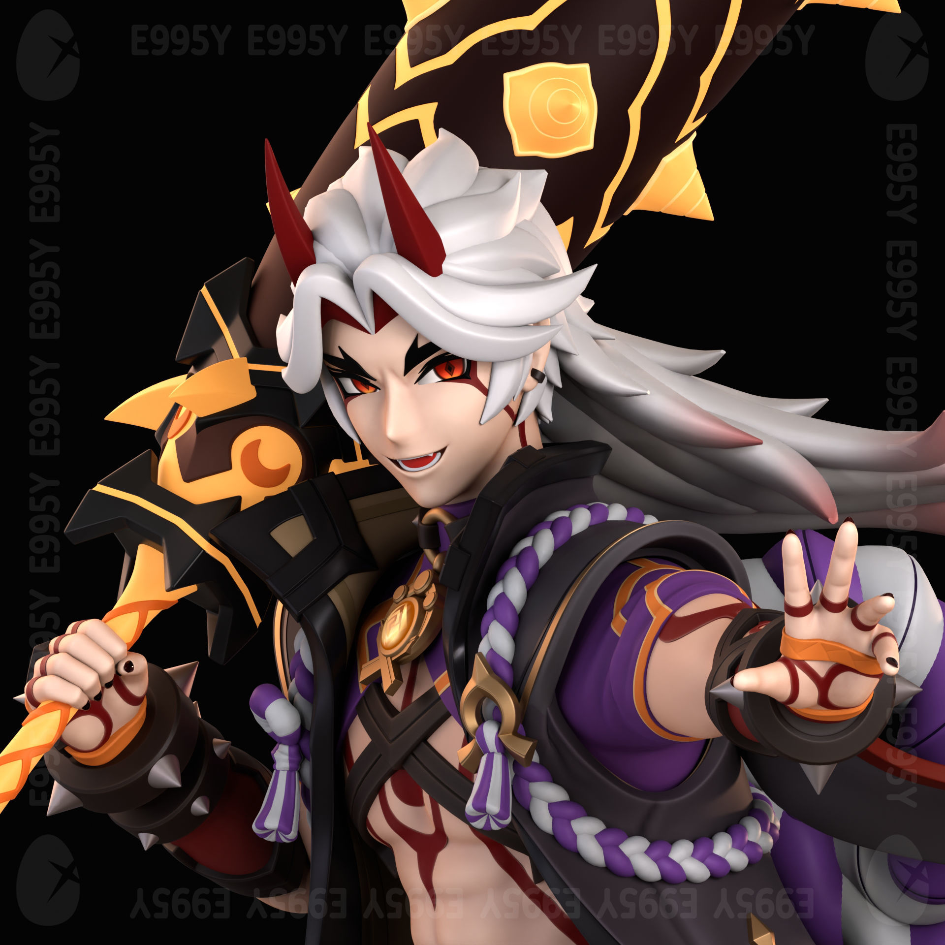 Genshin Impact - Arataki Itto Figure STL File For 3D Printing 3D model ...