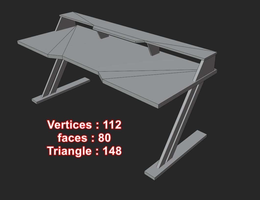 3D model Rgb gaming desk pro gaming table lowpoly game ready Low-poly ...