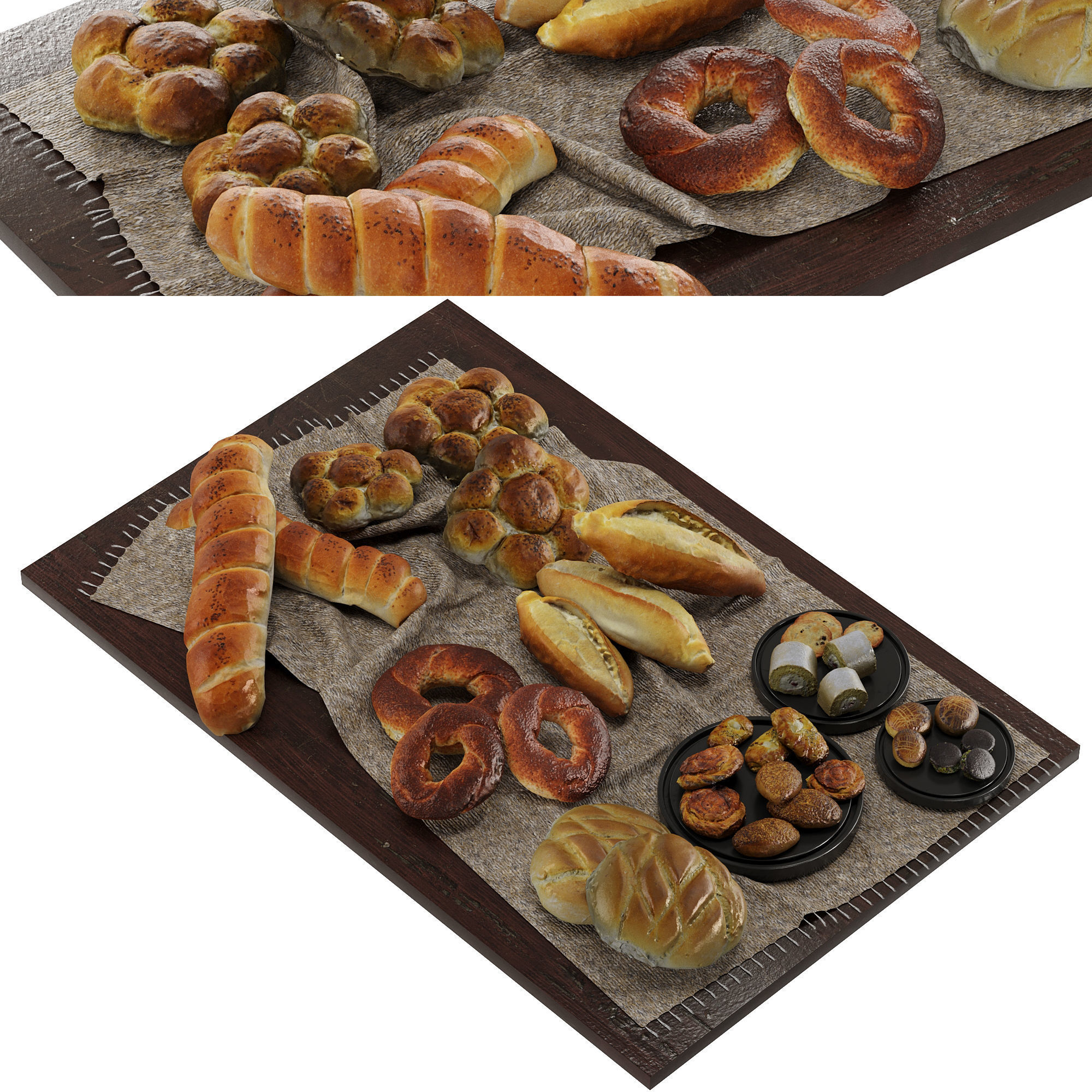 3D model Breads and Cakes Set 1 12 Models VR / AR / low-poly | CGTrader
