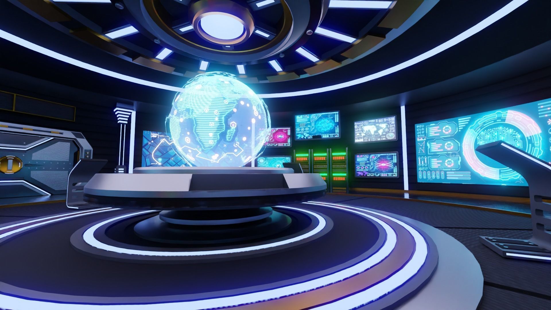 3D model Sci-Fi Command Room Interior 3D Model VR / AR / low-poly ...
