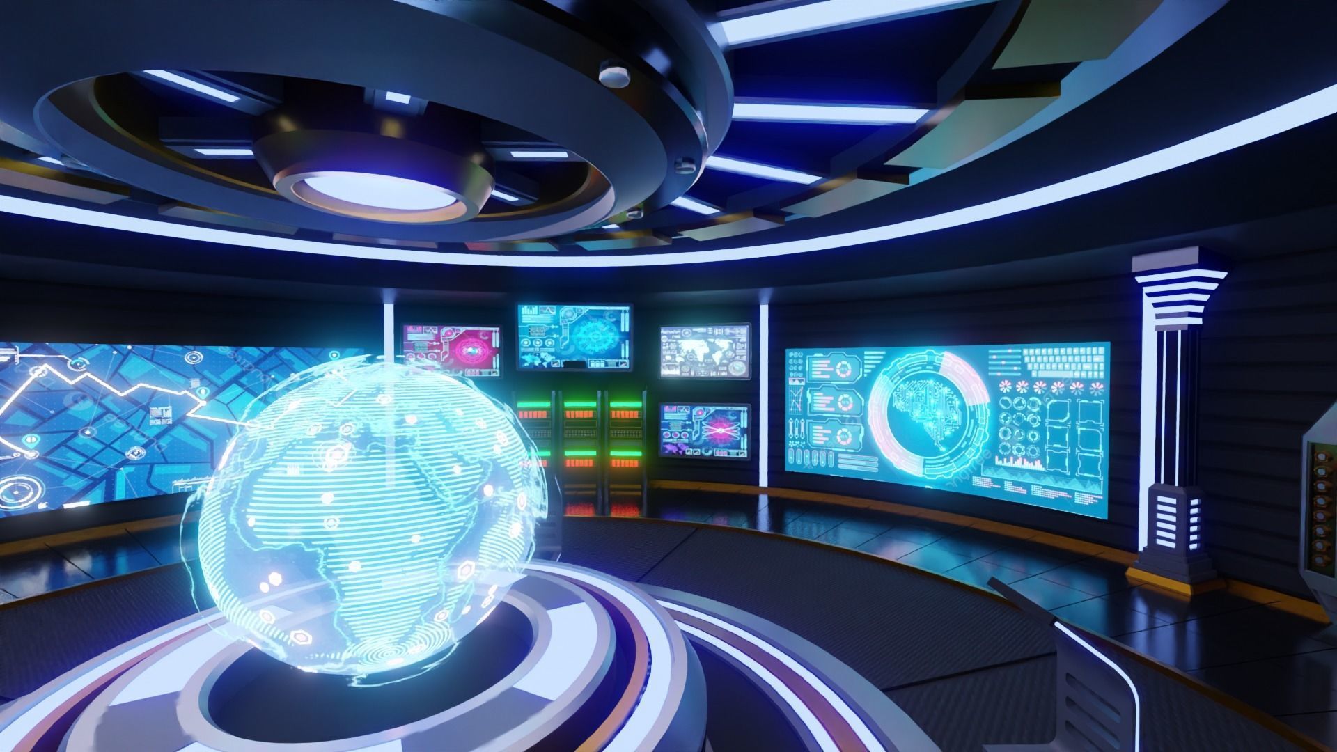 3D model Sci-Fi Command Room Interior 3D Model VR / AR / low-poly ...