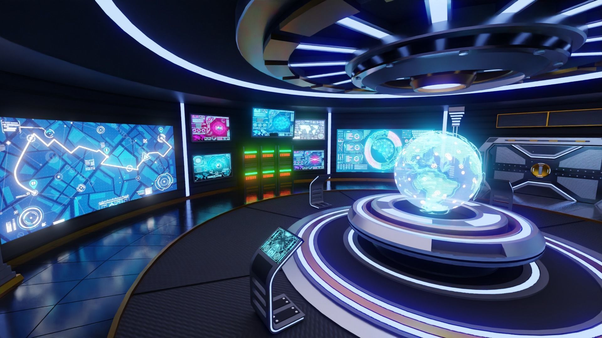 3D model Sci-Fi Command Room Interior 3D Model VR / AR / low-poly ...