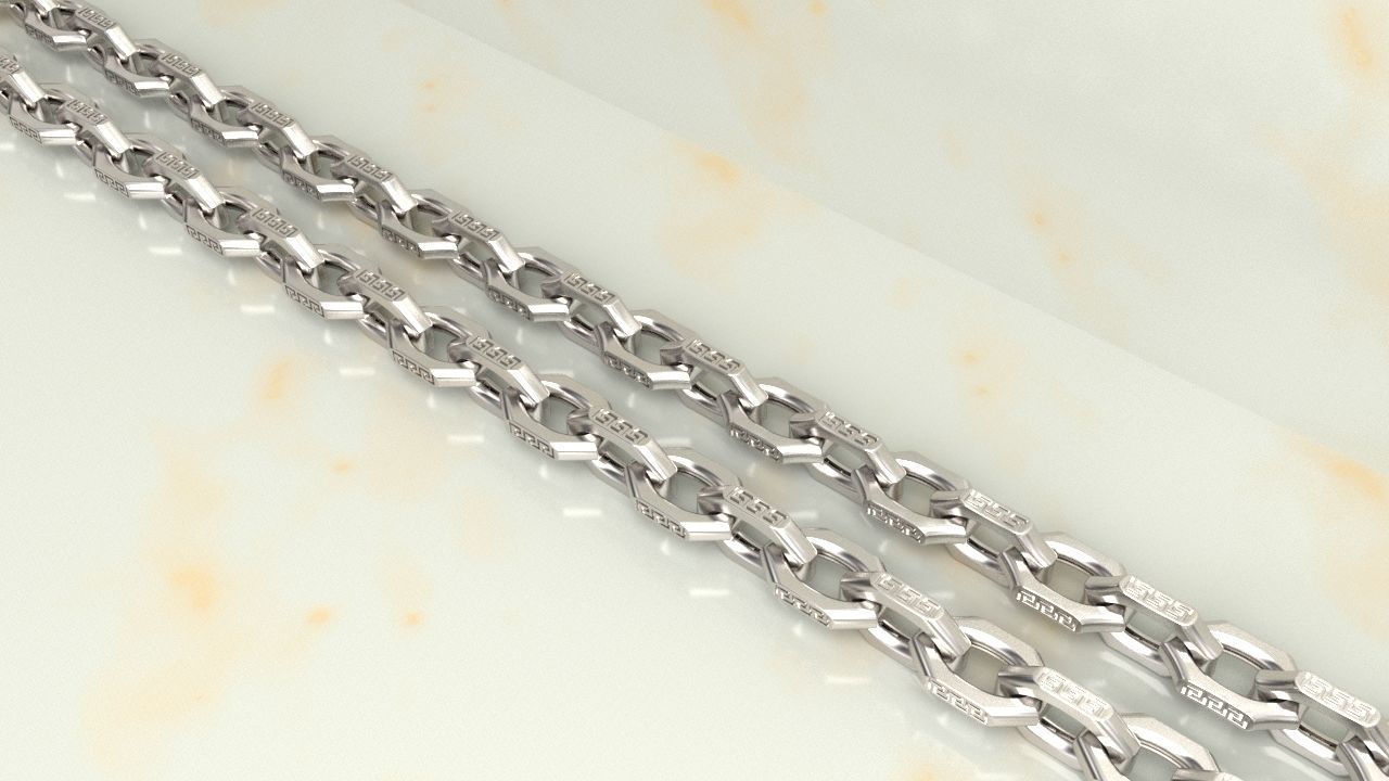 Versace pattern curve edge chain link necklace 3D model 3D printable ...