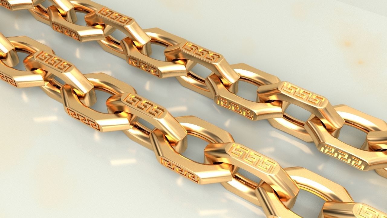 Versace pattern curve edge chain link necklace 3D model 3D printable ...