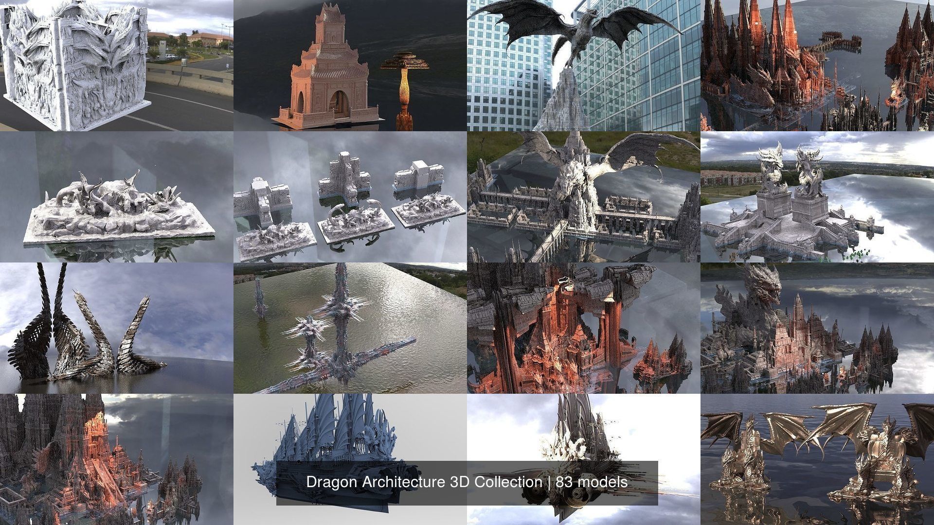 Dragon Architecture 3D Collection VR / AR / low-poly | CGTrader
