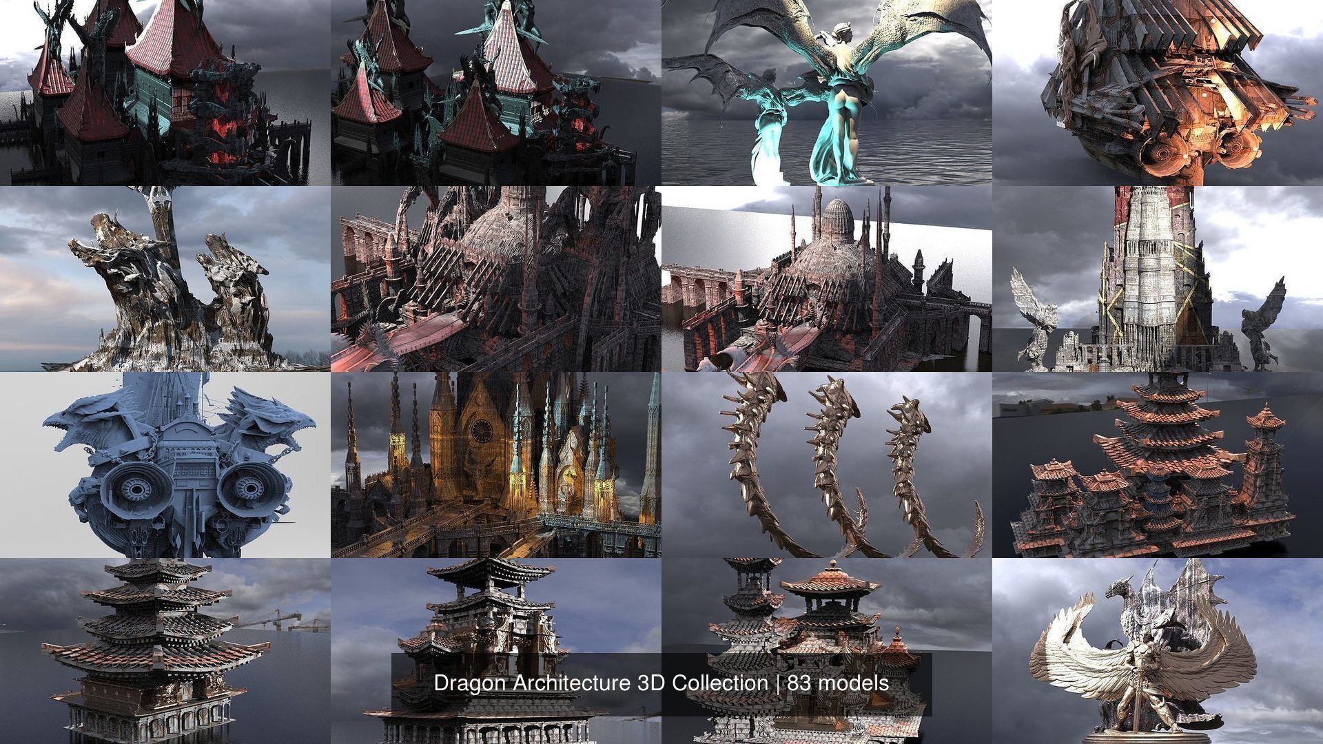 Dragon Architecture 3D Collection VR / AR / low-poly | CGTrader