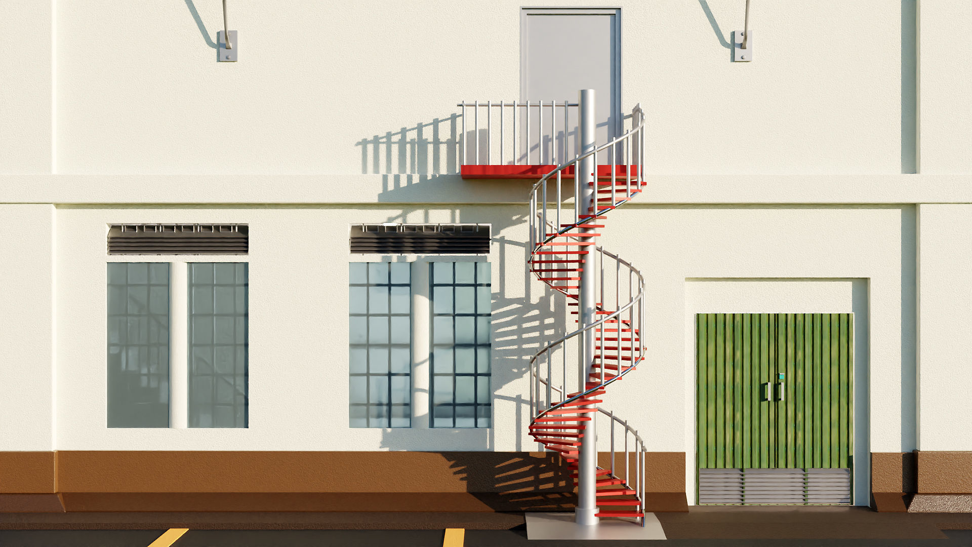 3D model Fire Escape Staircase Rounded - 3D Model VR / AR / low-poly ...