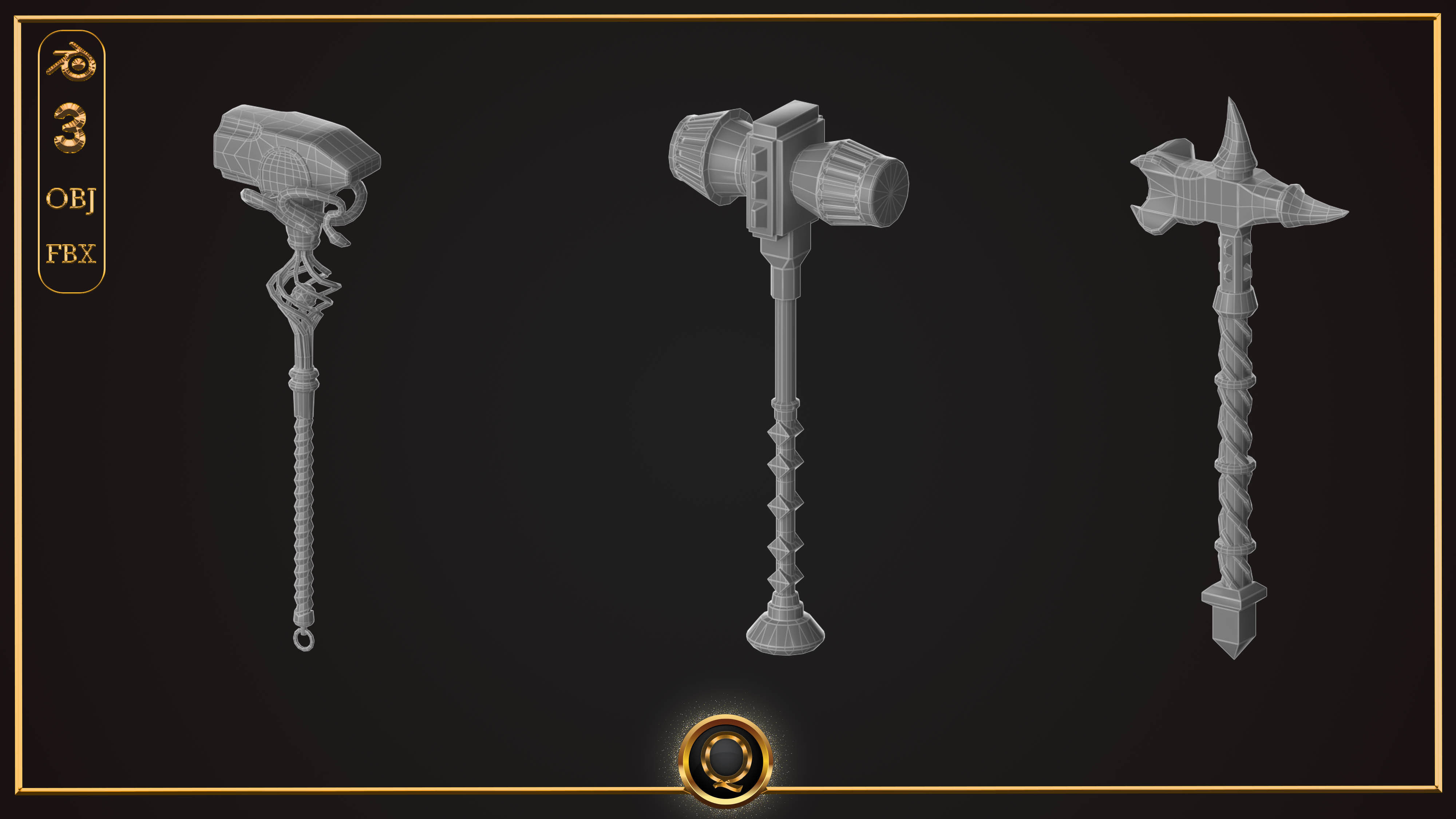 3D model 15Weapon base mesh vol 01 VR / AR / low-poly | CGTrader