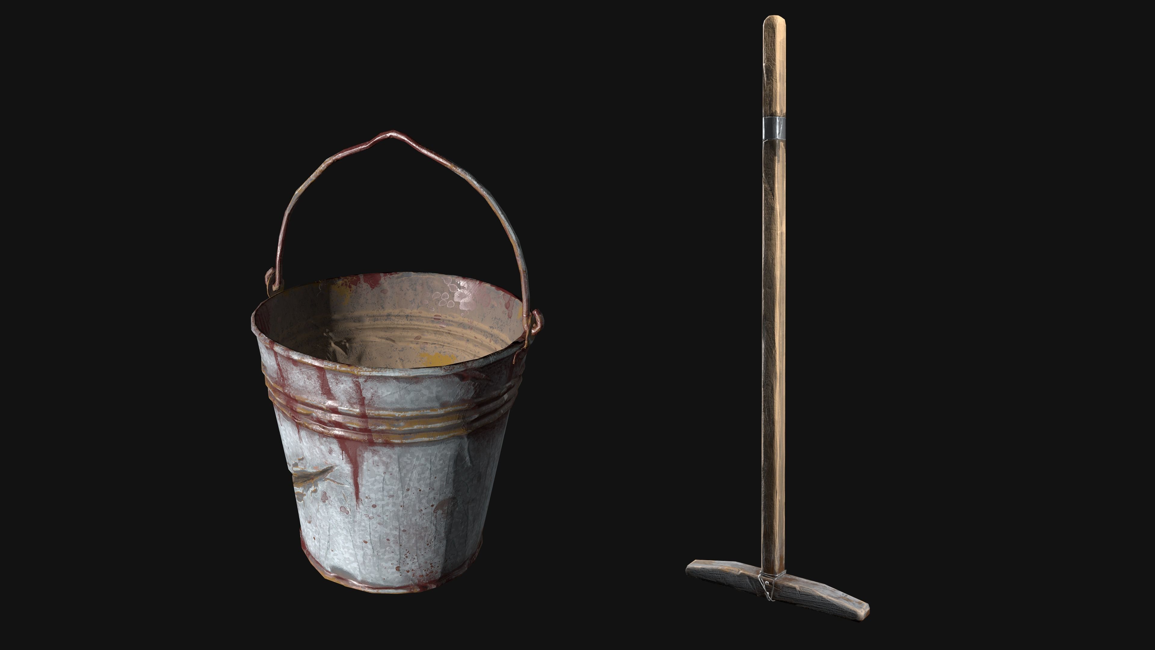 3D model Bucket and mop VR / AR / low-poly | CGTrader
