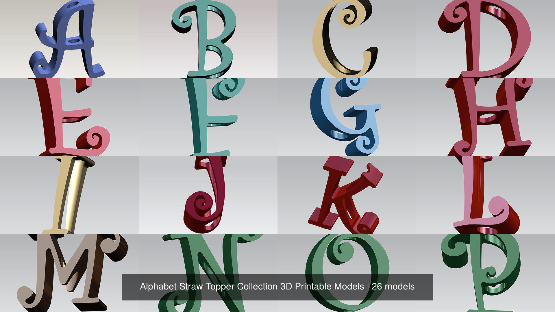 Alphabet Straw Topper Collection 3D Printable Models 3D printable ...