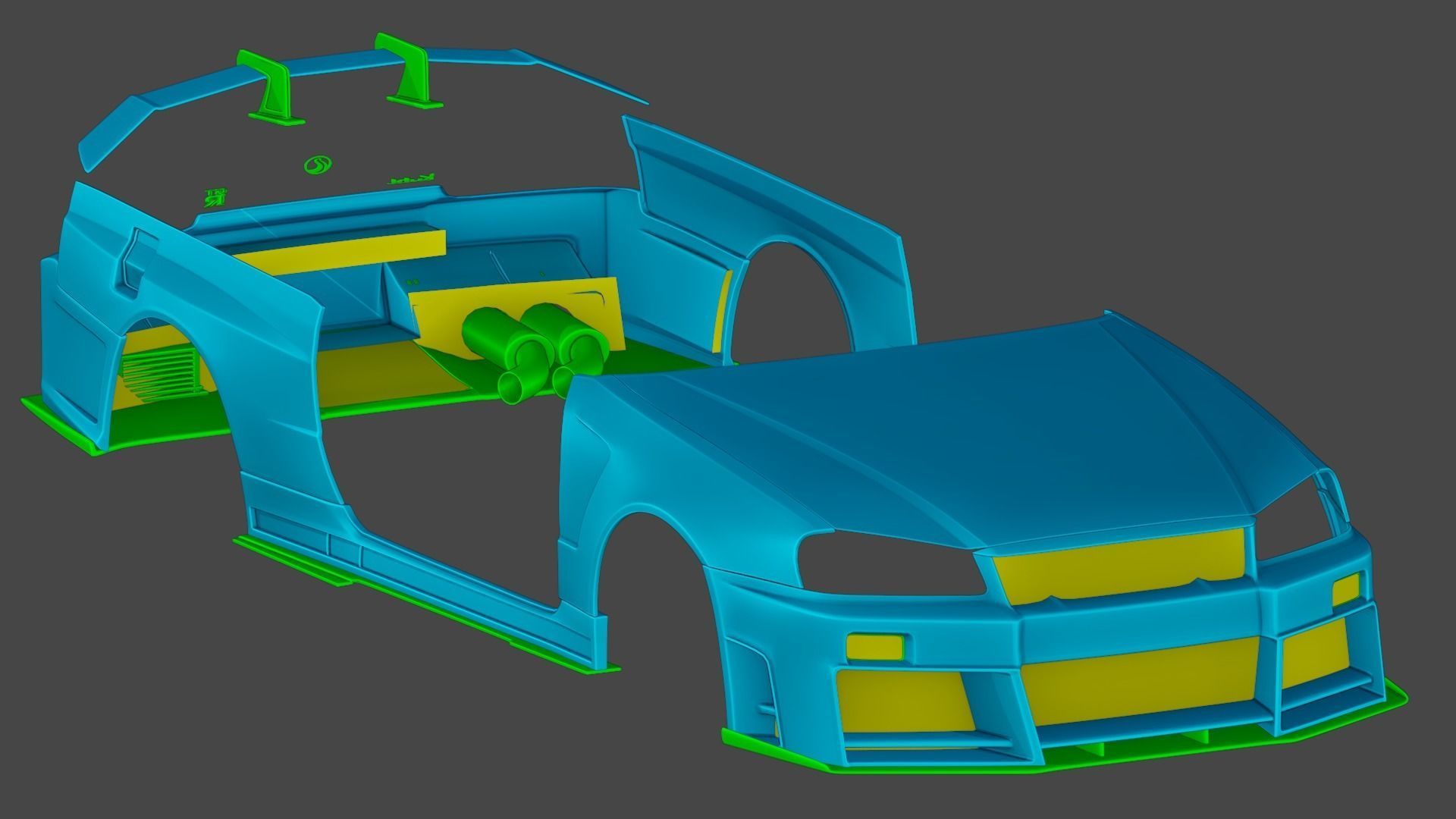 3D model NISSAN GT-R R34 KUHL RACING VR / AR / low-poly | CGTrader