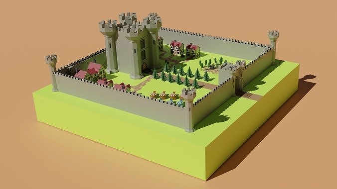3D model Low Poly Castle VR / AR / low-poly | CGTrader