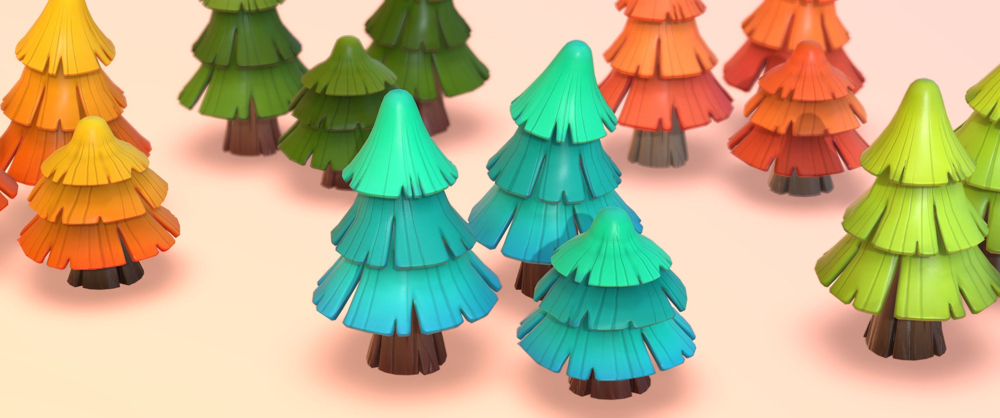 Stylized Pine Trees 3D model | CGTrader