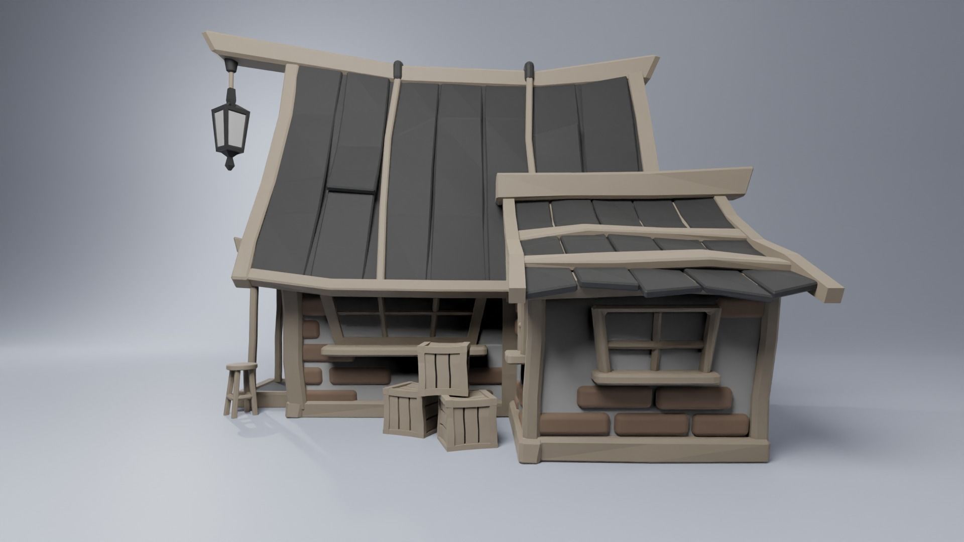 Medieval Cottage Low-poly 3D Print Model 3D model 3D printable | CGTrader