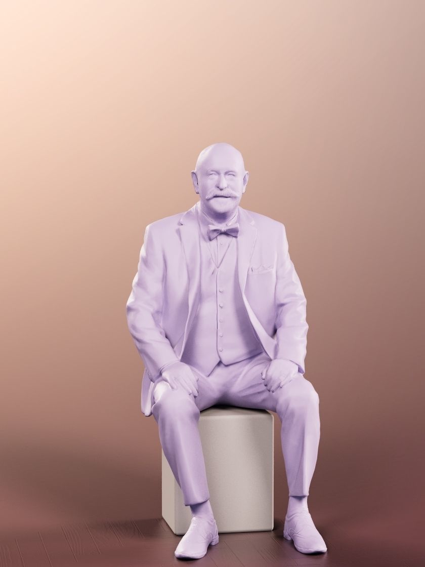 3D model Eddie 12919 - Sitting Elegant Older Man VR / AR / low-poly ...