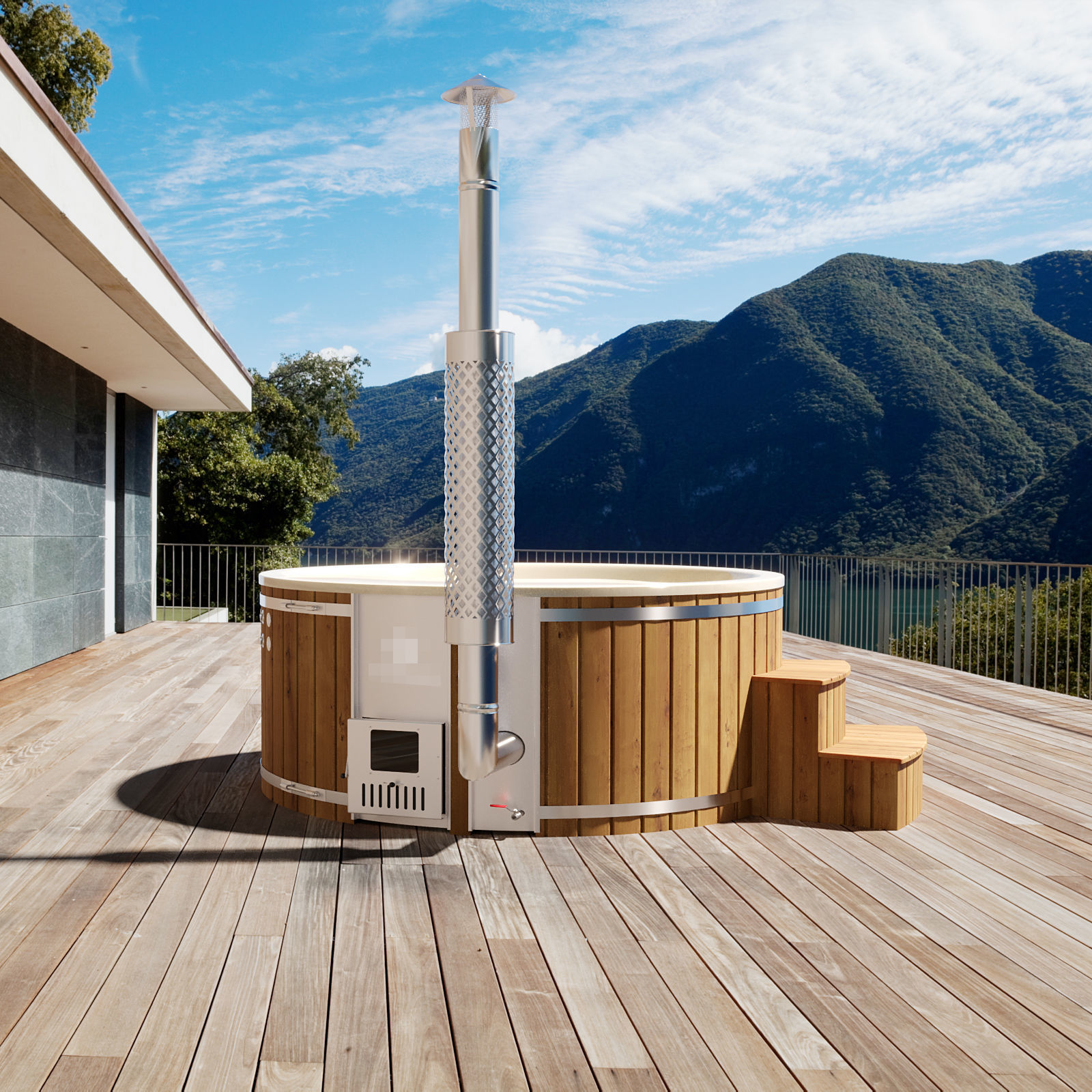 Round Barrel Hot Tub Jacuzzi 3D model | CGTrader