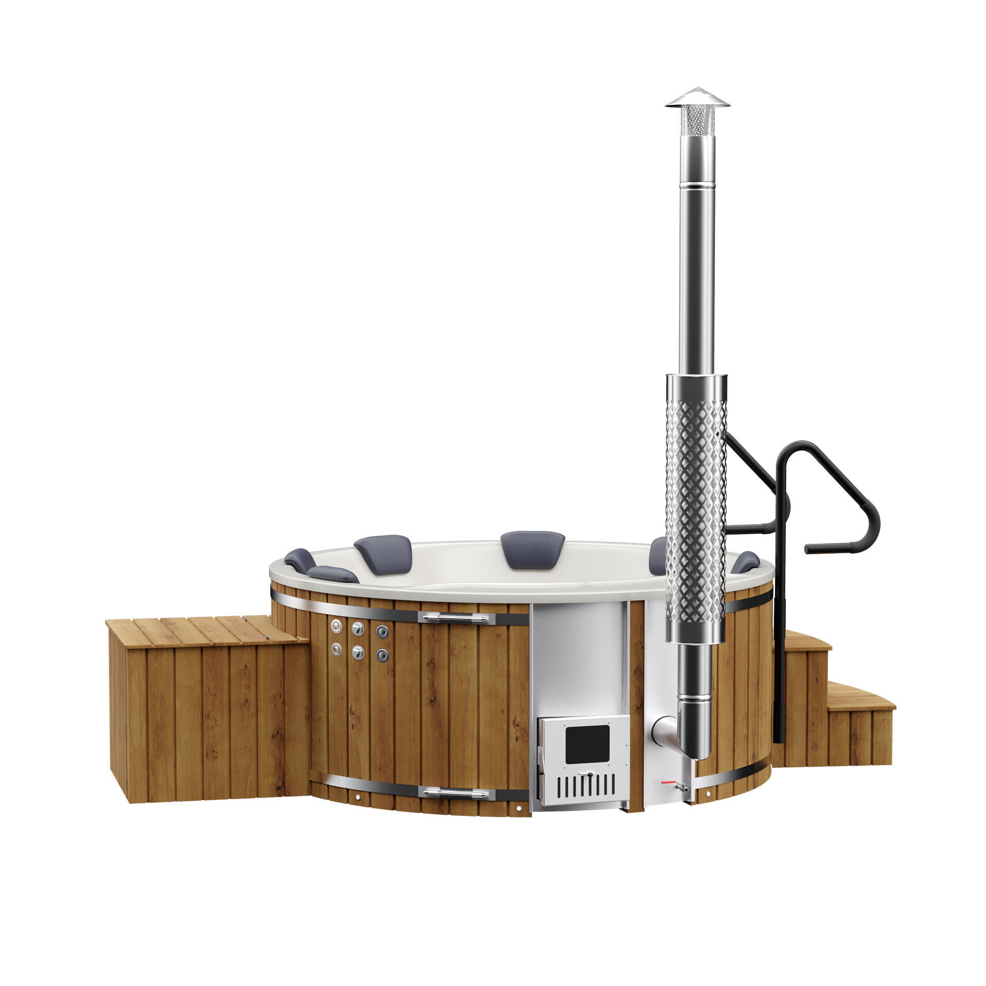 Round Barrel Hot Tub Jacuzzi 3D model | CGTrader