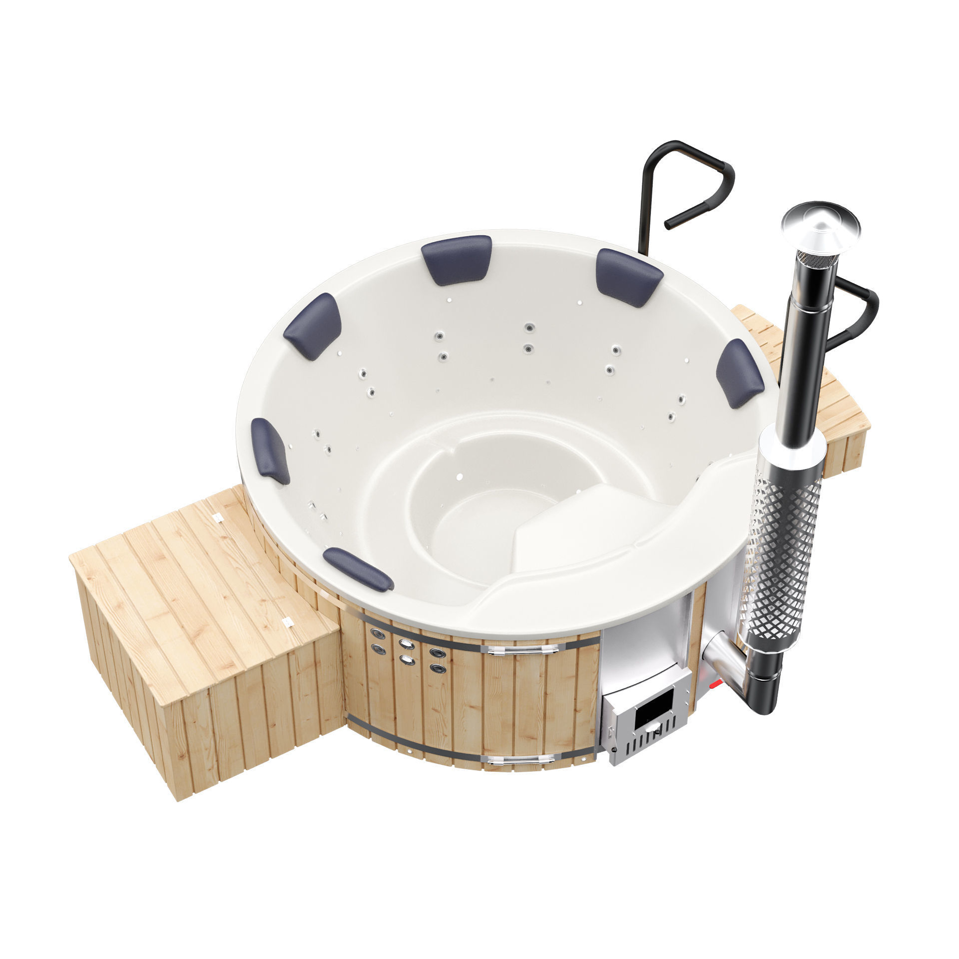 Round Barrel Hot Tub Jacuzzi 3D model | CGTrader