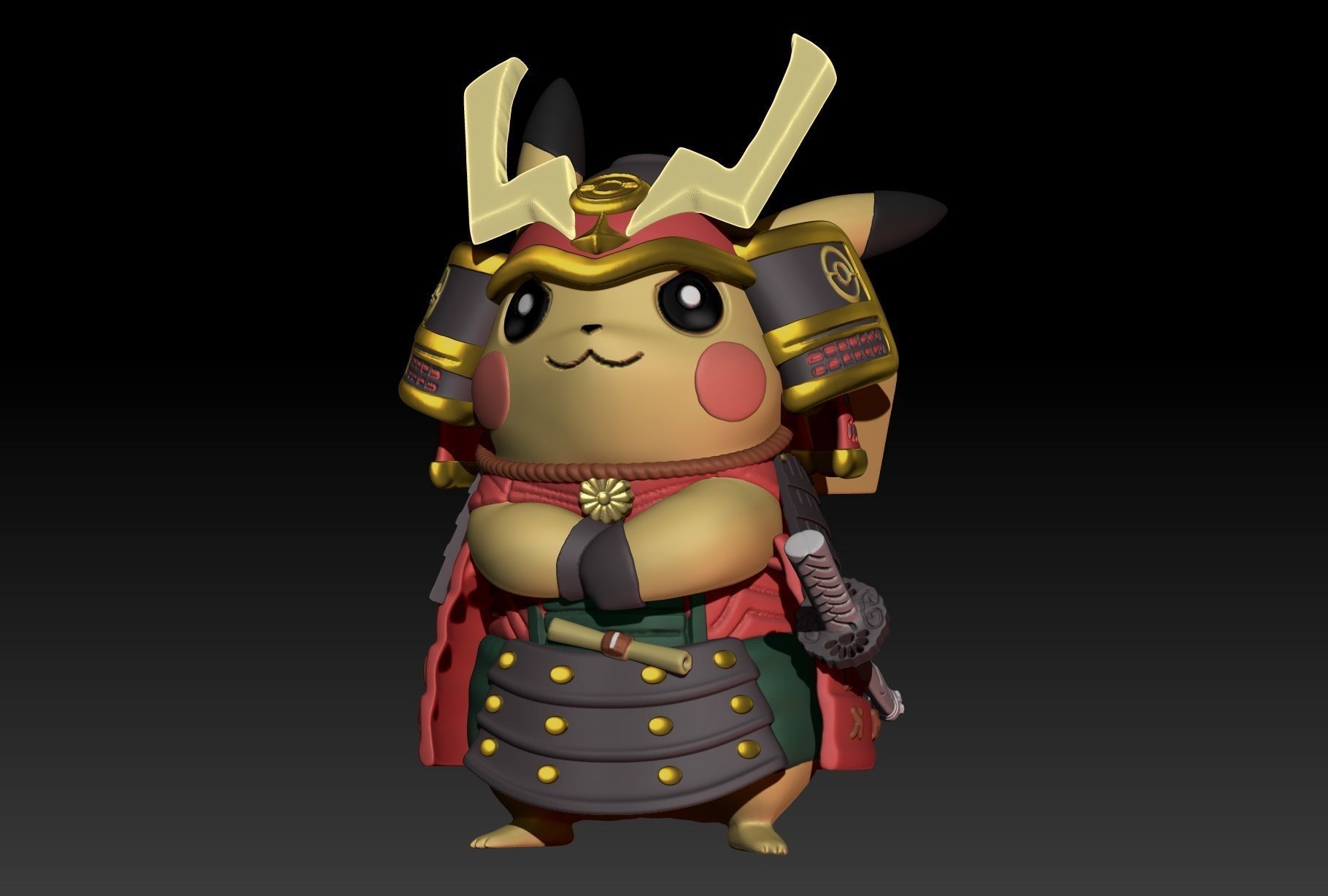 Pokemon Pikachu Cosplay Samurai 3D model 3D printable | CGTrader