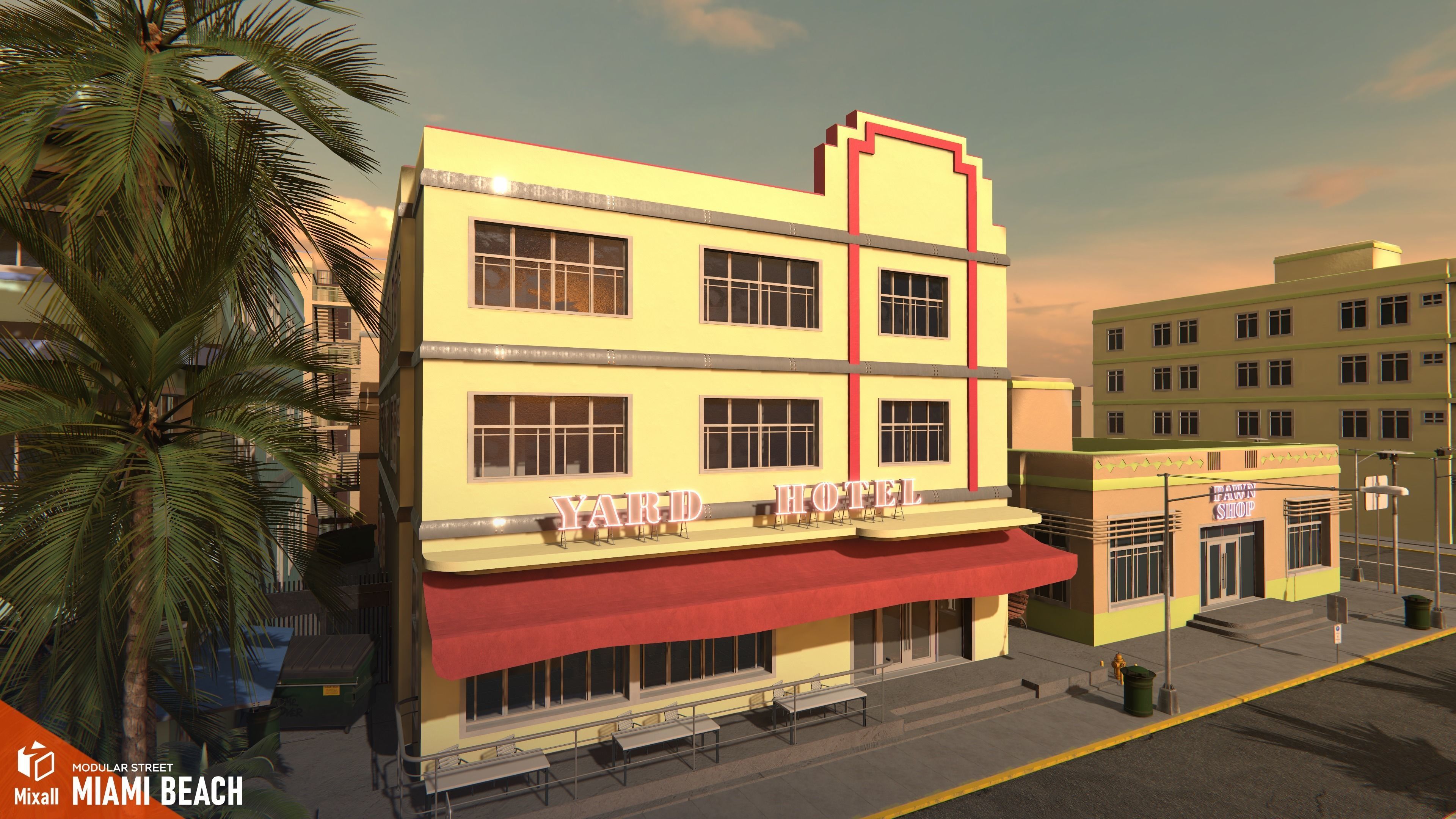 3D model Miami beach - modular street VR / AR / low-poly | CGTrader
