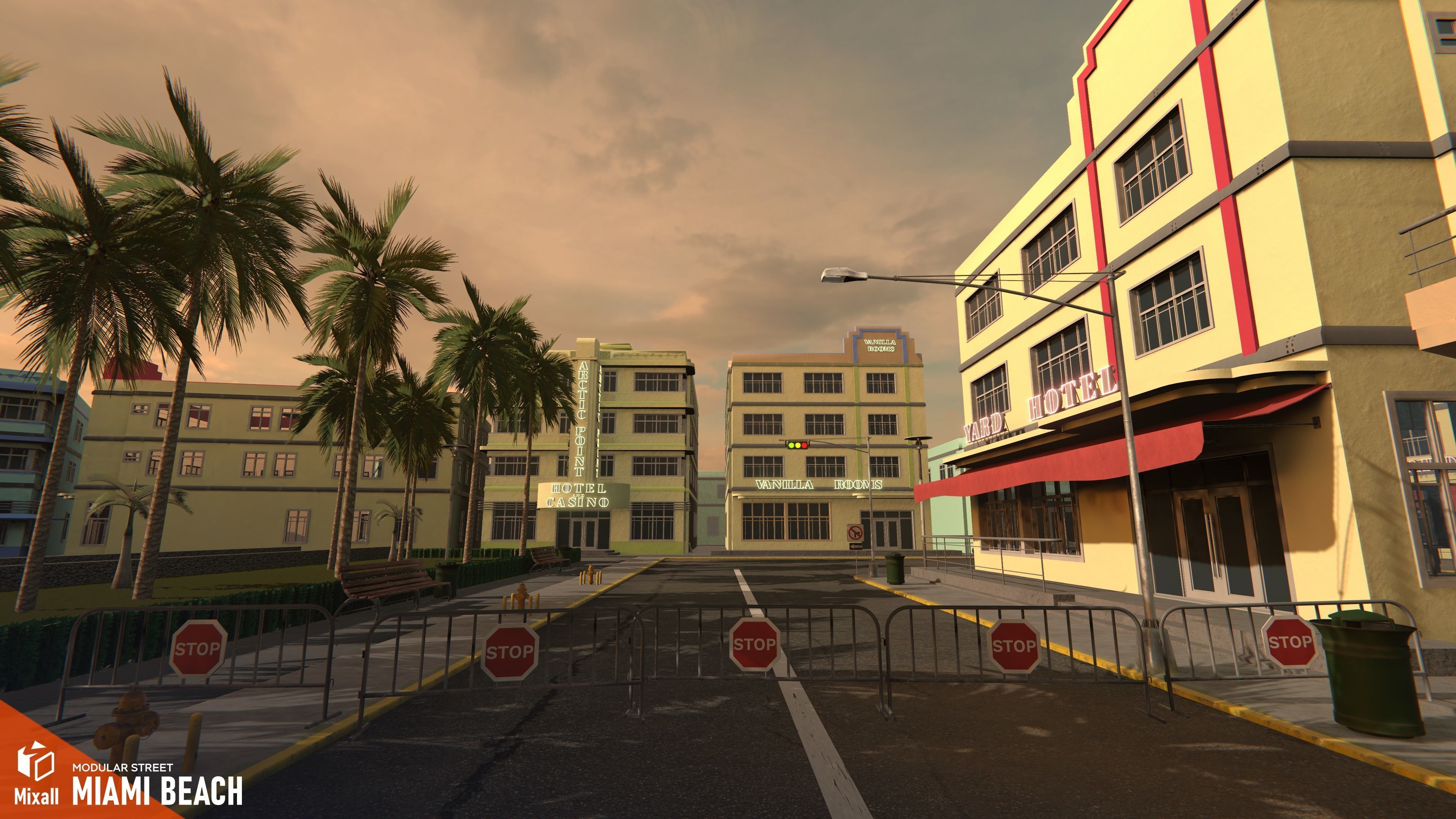 3D model Miami beach - modular street VR / AR / low-poly | CGTrader
