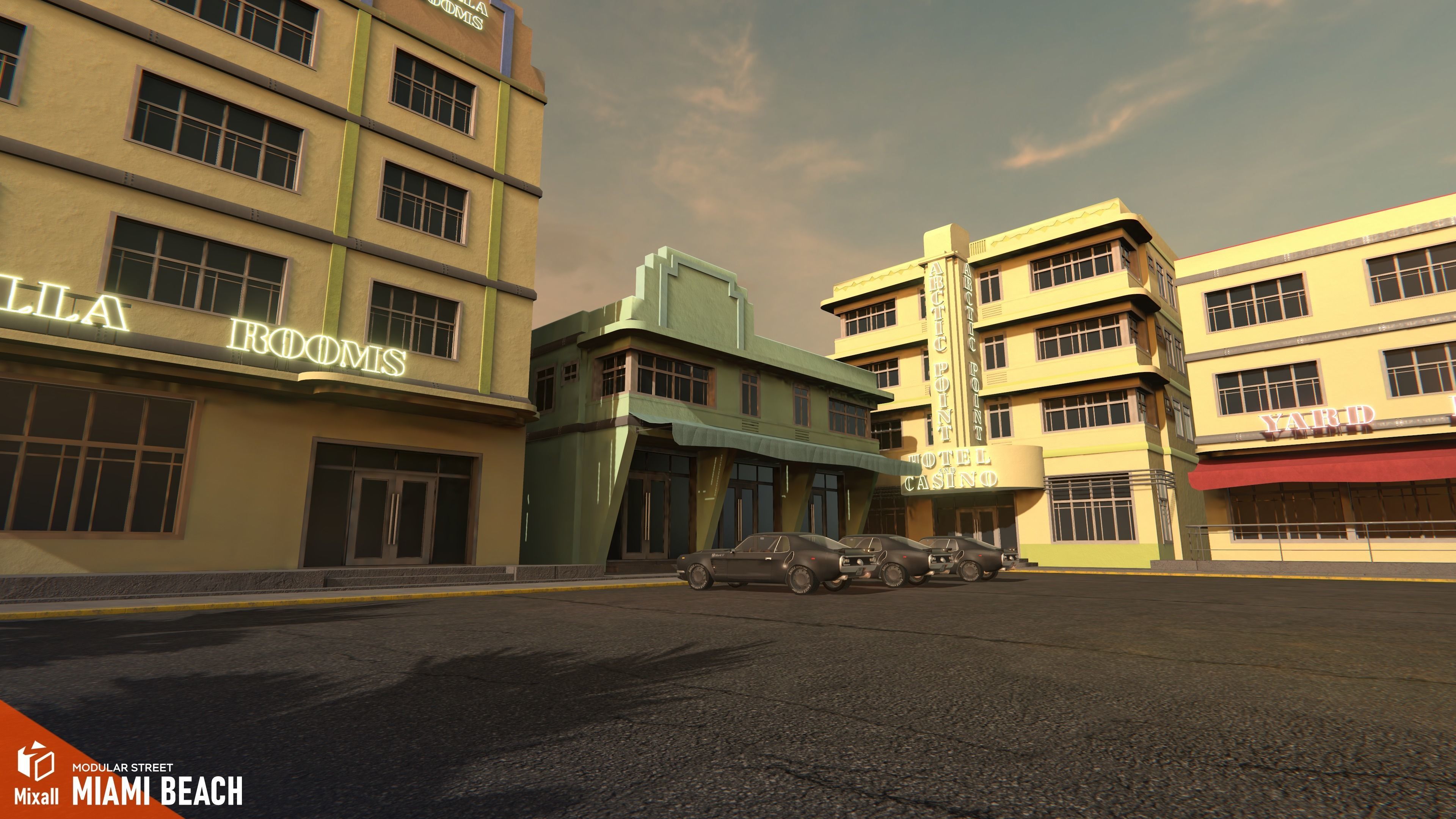 3D model Miami beach - modular street VR / AR / low-poly | CGTrader