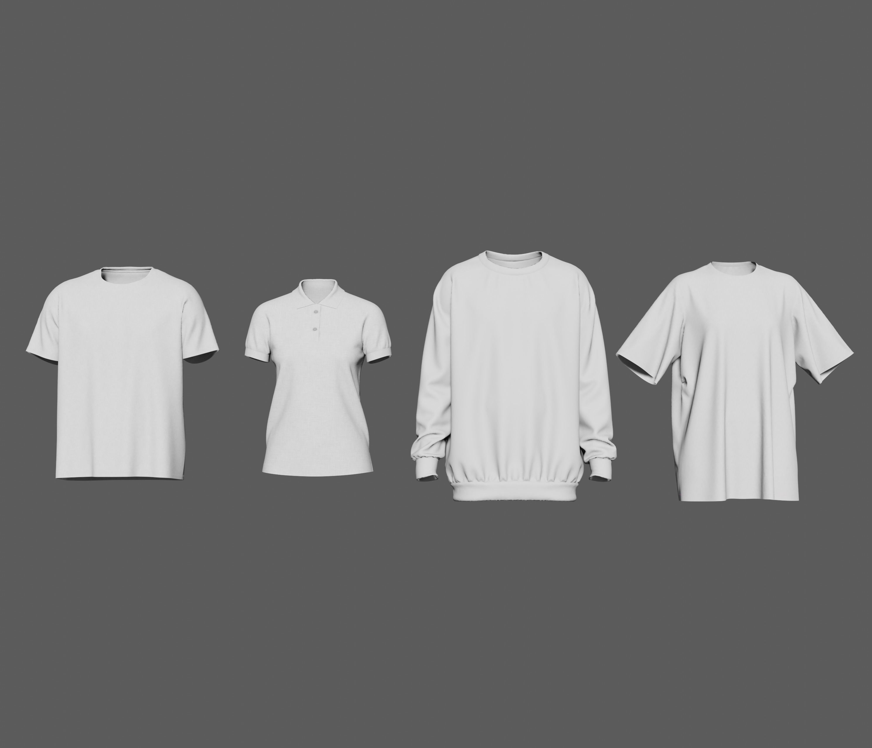 3D model Tshirt with 4 styles VR / AR / low-poly | CGTrader