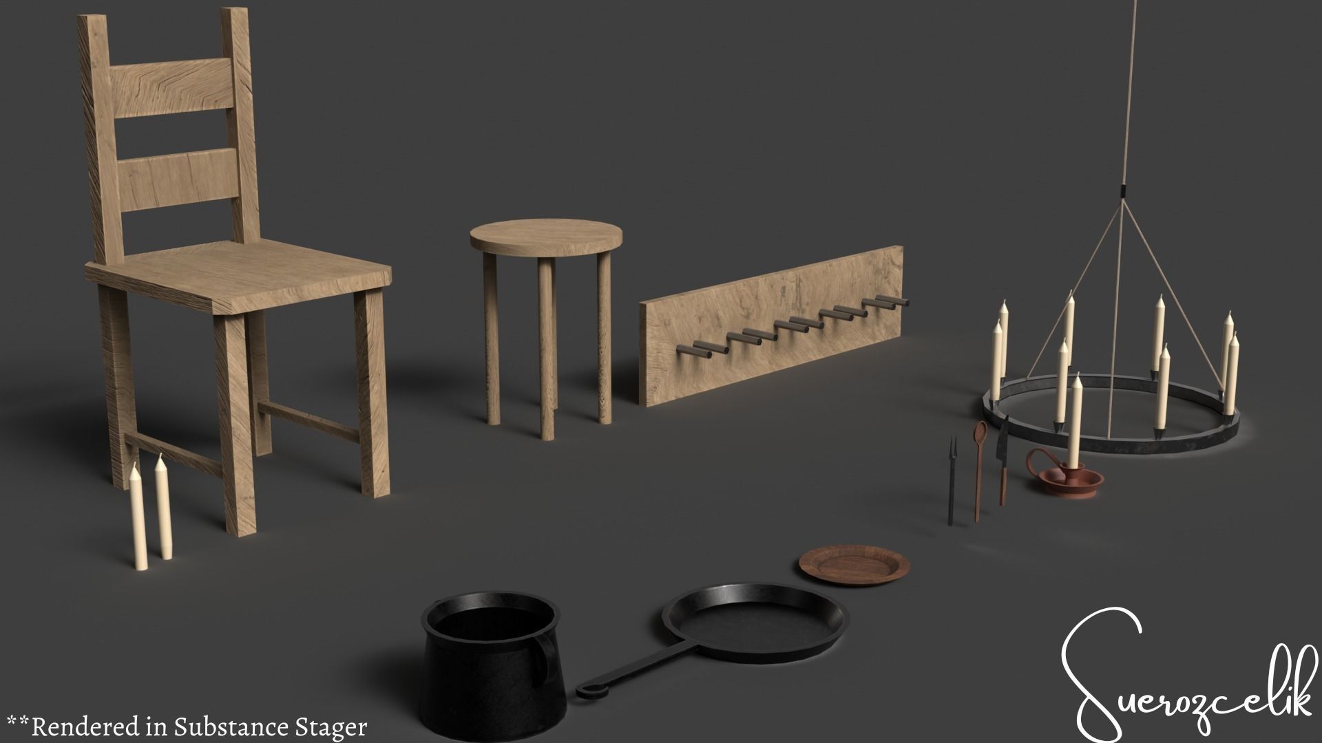 3D model Medieval Blacksmith Set VR / AR / low-poly | CGTrader