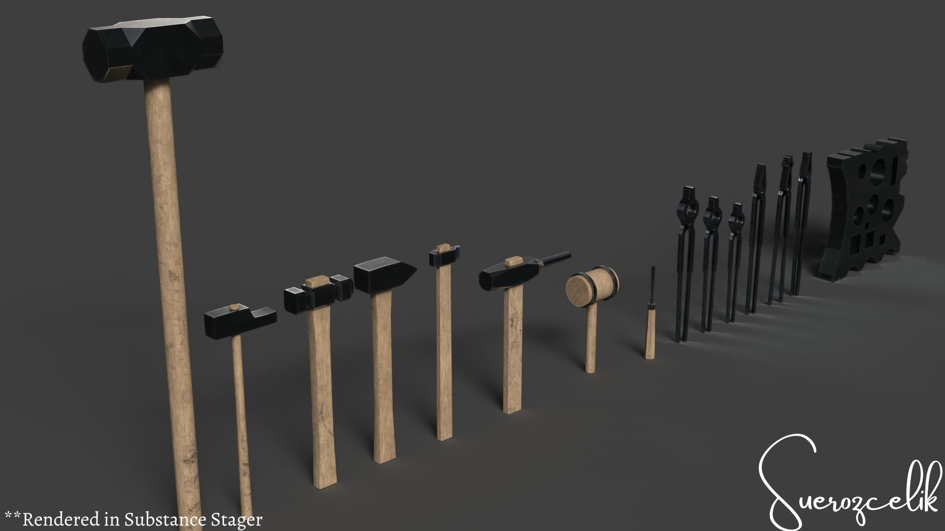 3D model Medieval Blacksmith Set VR / AR / low-poly | CGTrader