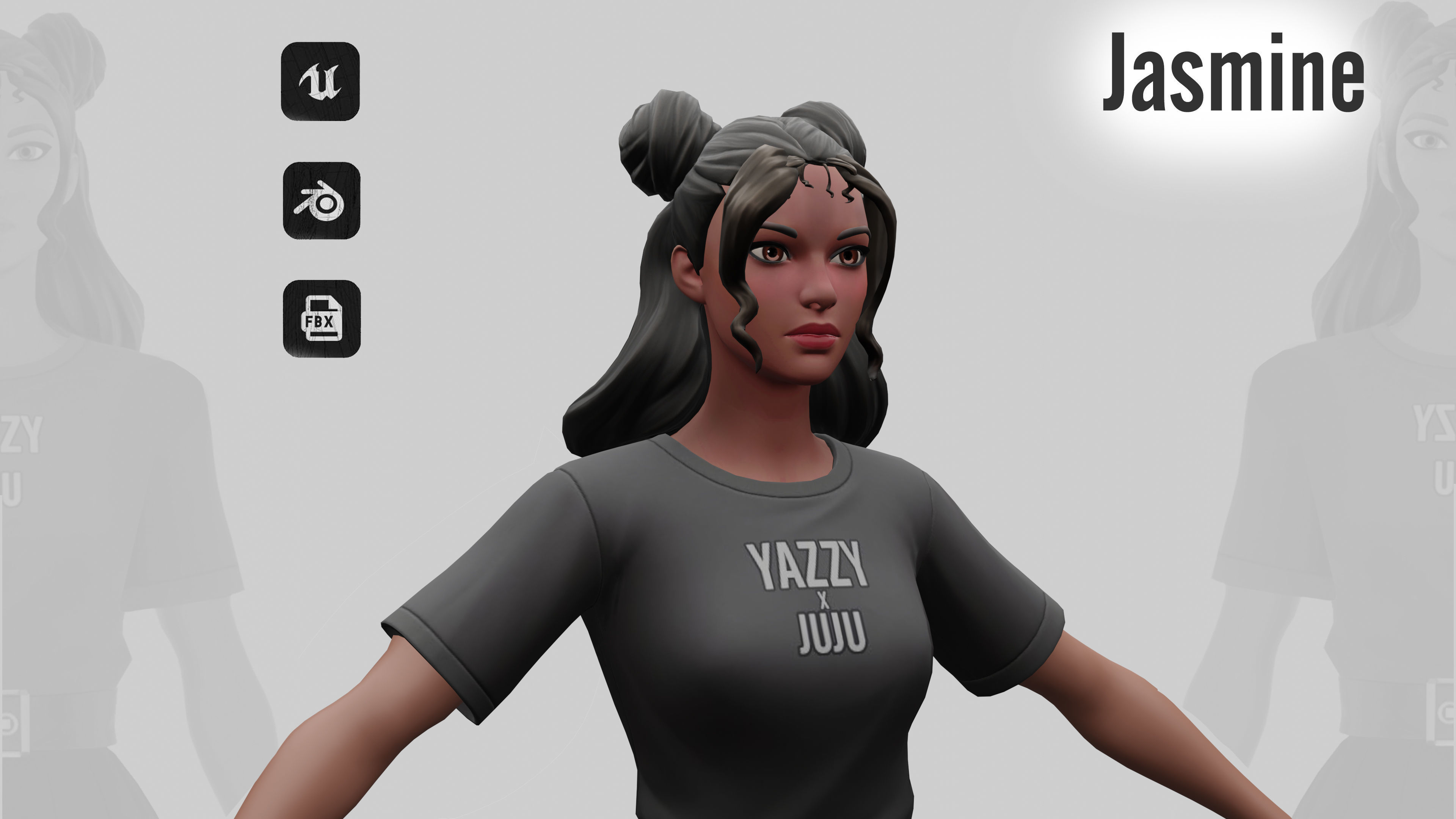 Jasmine - Game Ready Low-poly 3D model free VR / AR / low-poly 3D model ...