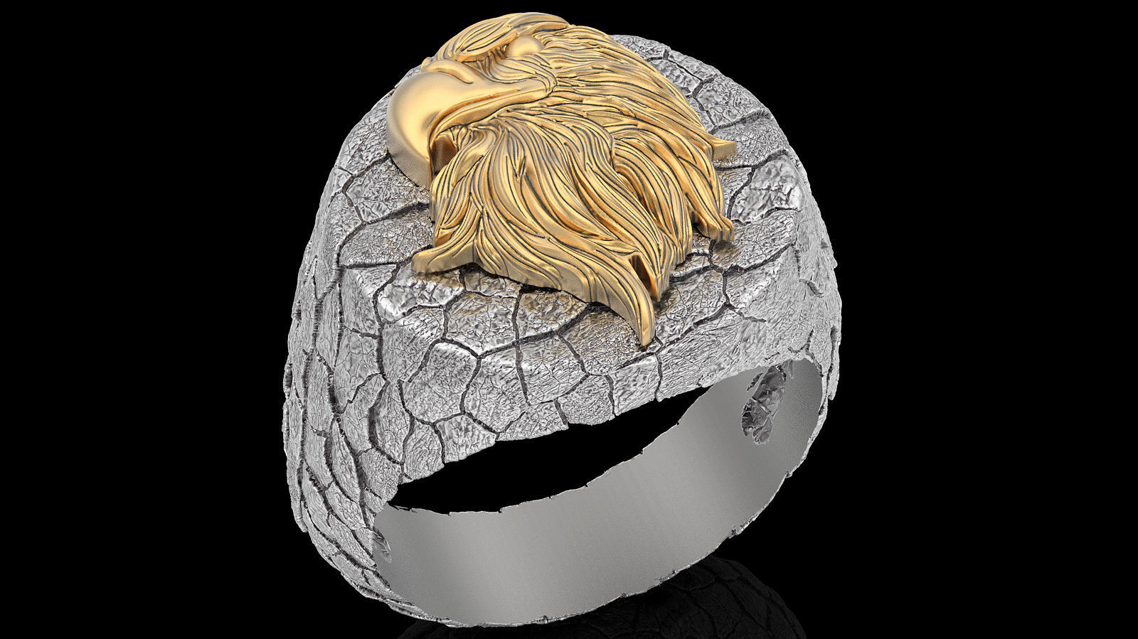 Rock eagle ring silver gold jewelry 3D printable model 3D model 3D ...