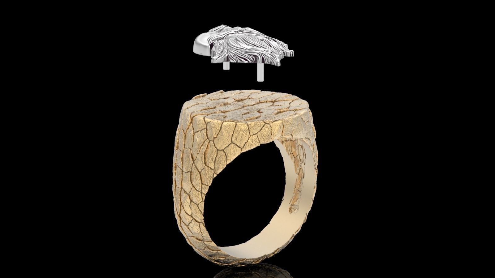 Rock eagle ring silver gold jewelry 3D printable model 3D model 3D ...