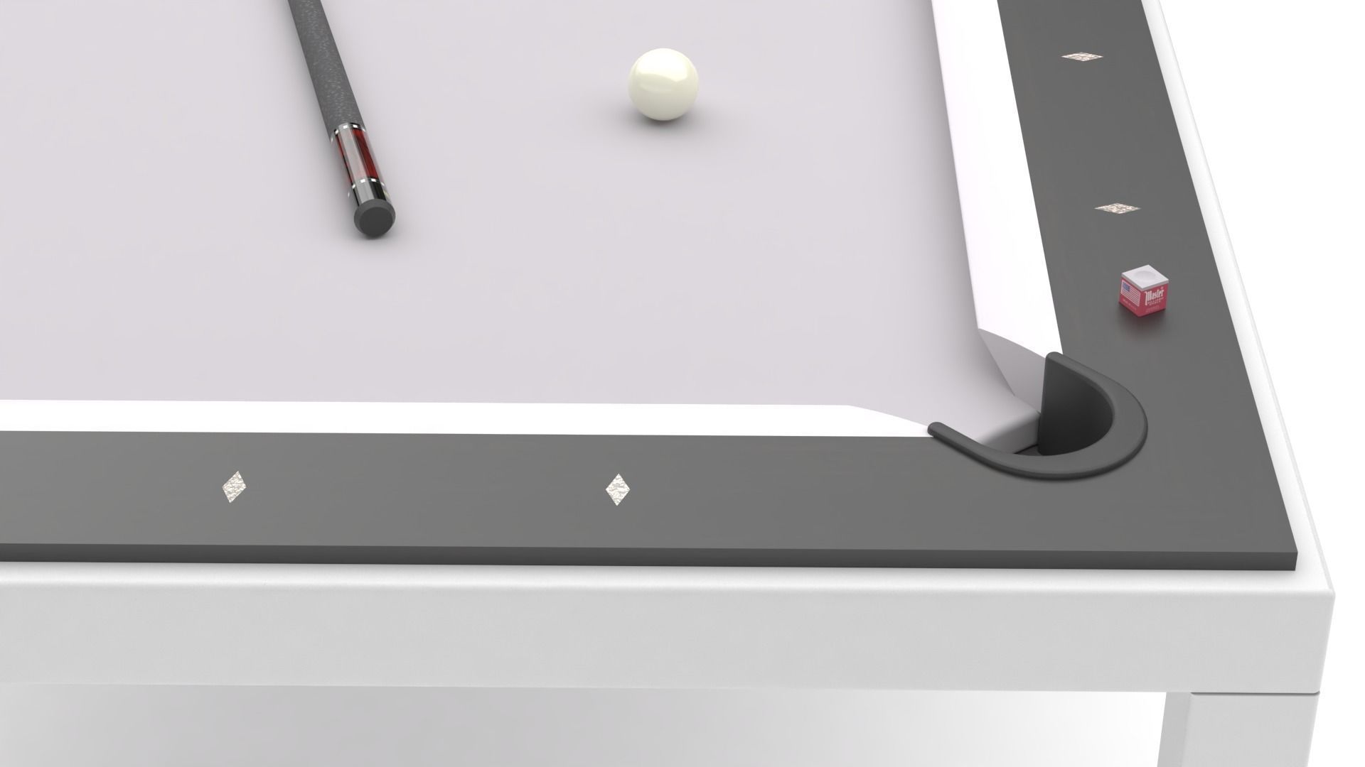Billiard - pool table with pool cue wall rack and billiard balls 3D ...
