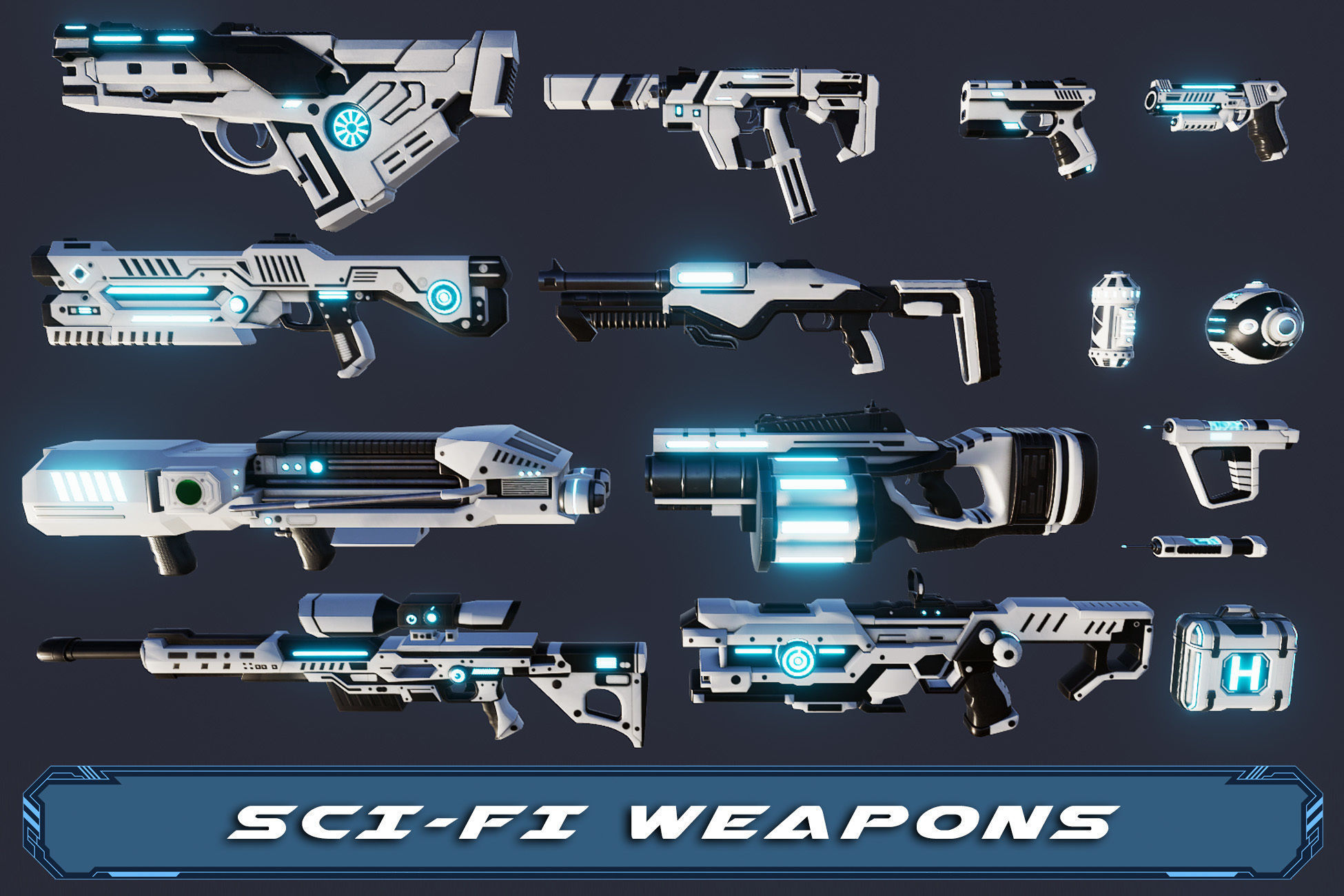 3D model Scifi Weapon pack VR / AR / low-poly | CGTrader