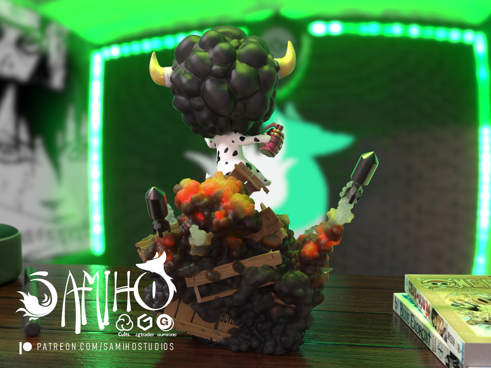 SAMIHO STUDIOS - LAMBO EXPLOSION SCENE - STLs ready for printing 3D ...