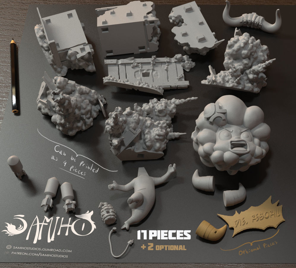 SAMIHO STUDIOS - LAMBO EXPLOSION SCENE - STLs ready for printing 3D ...