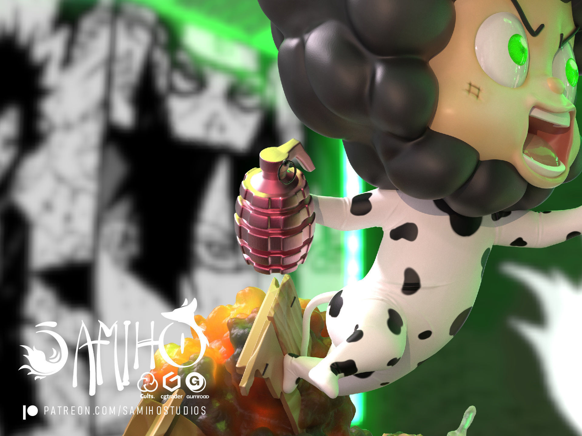 SAMIHO STUDIOS - LAMBO EXPLOSION SCENE - STLs ready for printing 3D ...