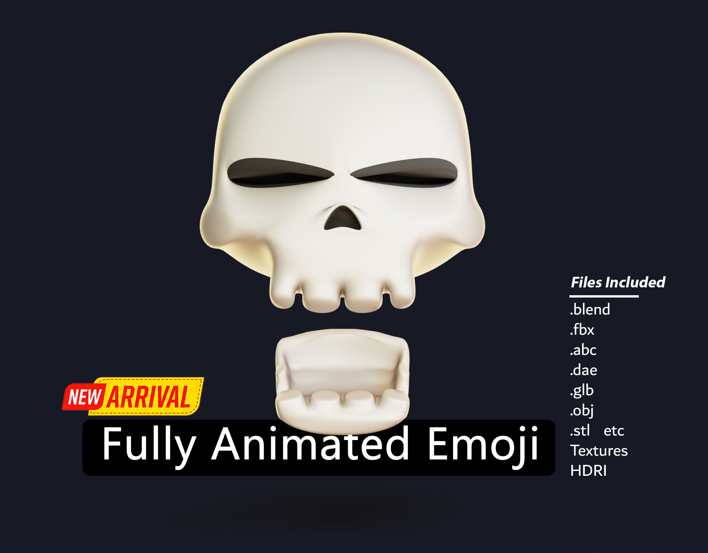 3D model Skull Animated Emoji VR / AR / low-poly | CGTrader