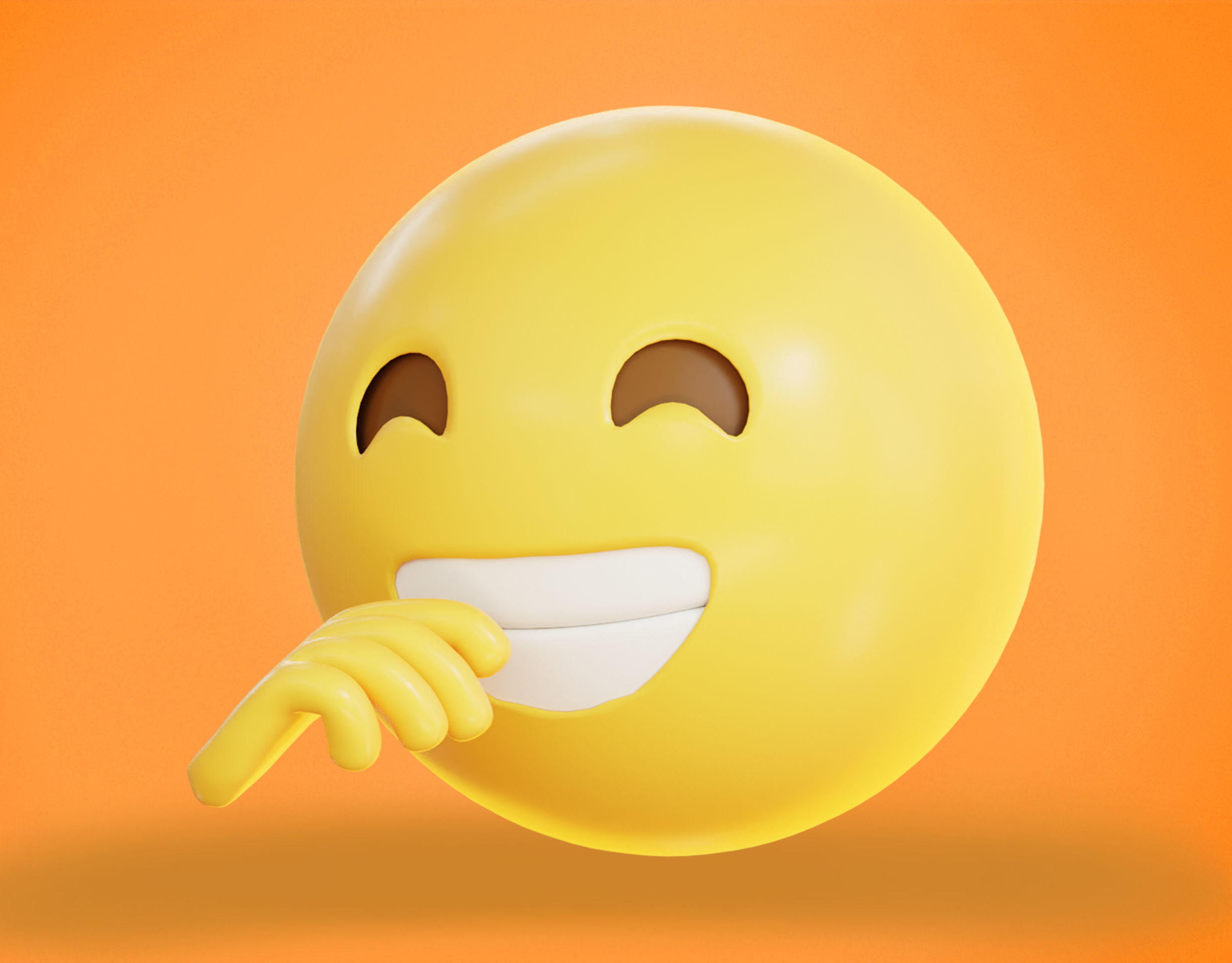 3D model face with hand over mouth and smiling eyes Animated Emoji VR ...